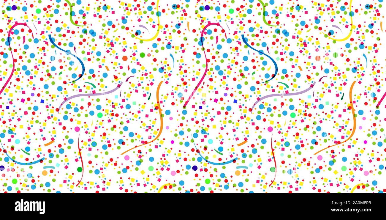 Seamless colorful background with colored streamer and colored confetti ...