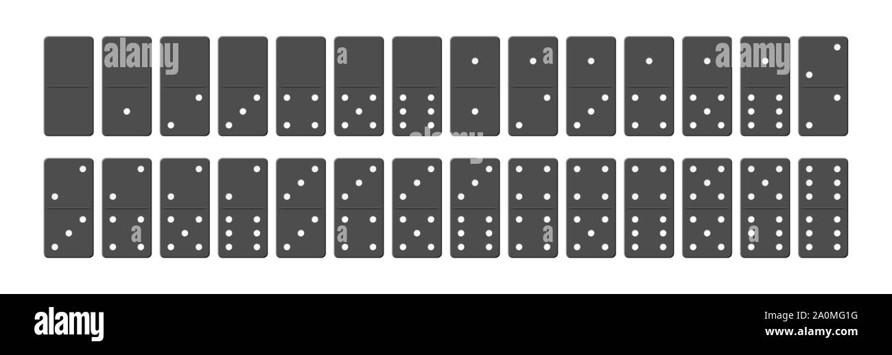 Realistic Domino, full set, black color, flat design Stock Vector Image ...