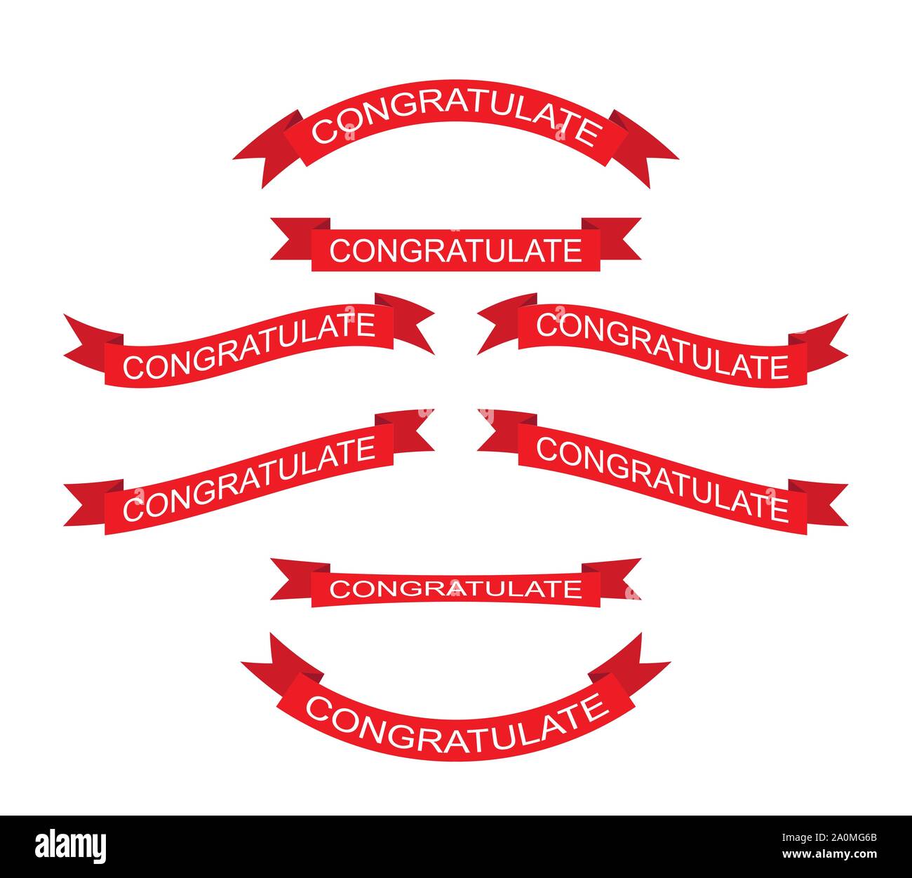 set of red ribbons of different shapes with the inscription ...