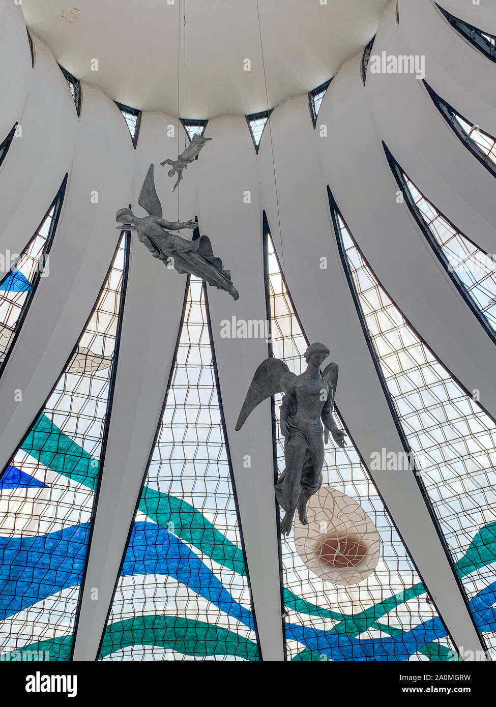 Inside view of the ceiling of The Cathedral of Brasilia designed by ...