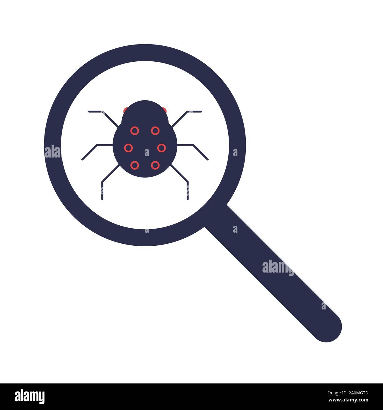 Magnifying glass searching for viruses, malware, software bugs Stock ...