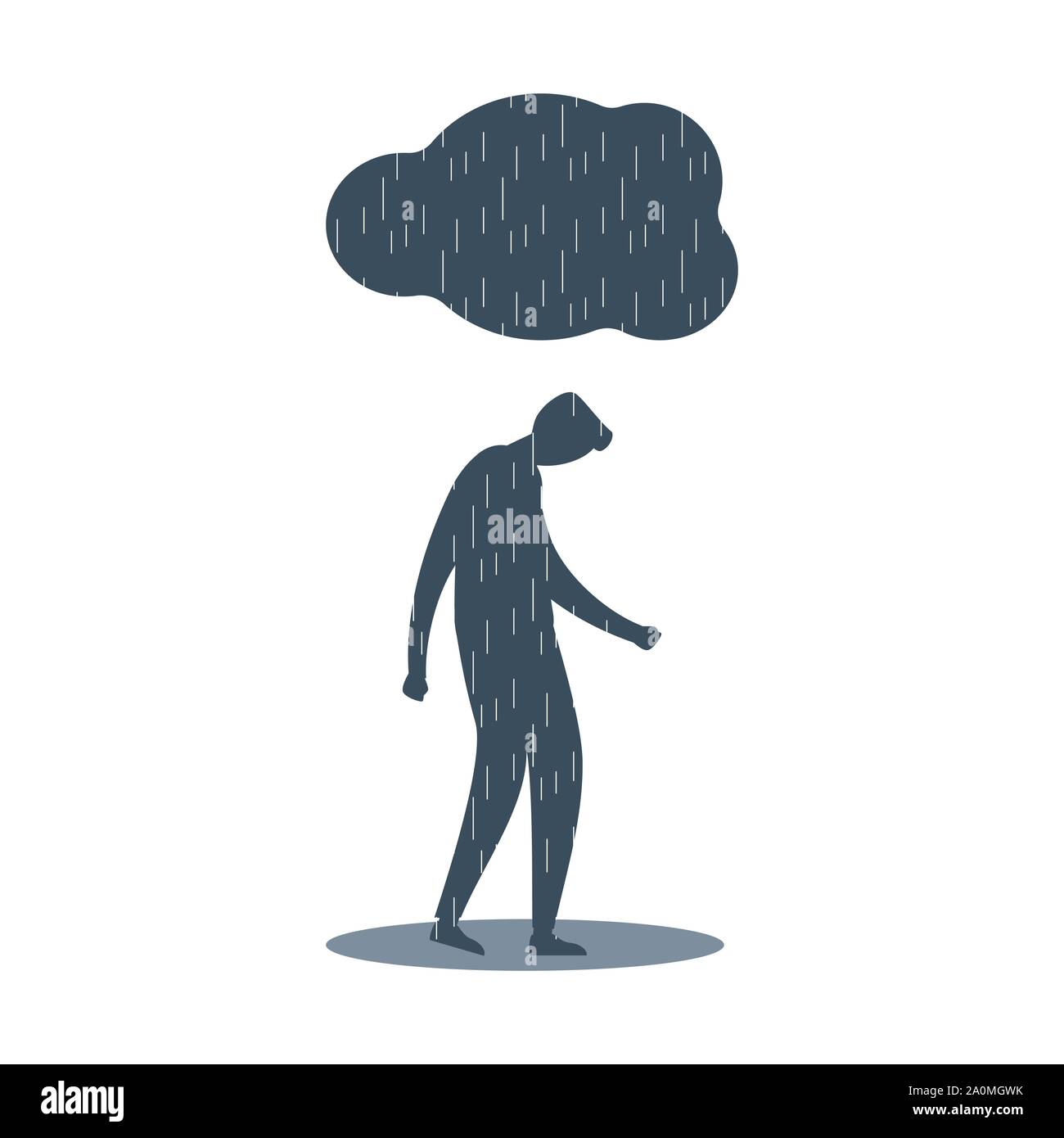 Young man with anxiety and depression illustration Stock Vector Image ...