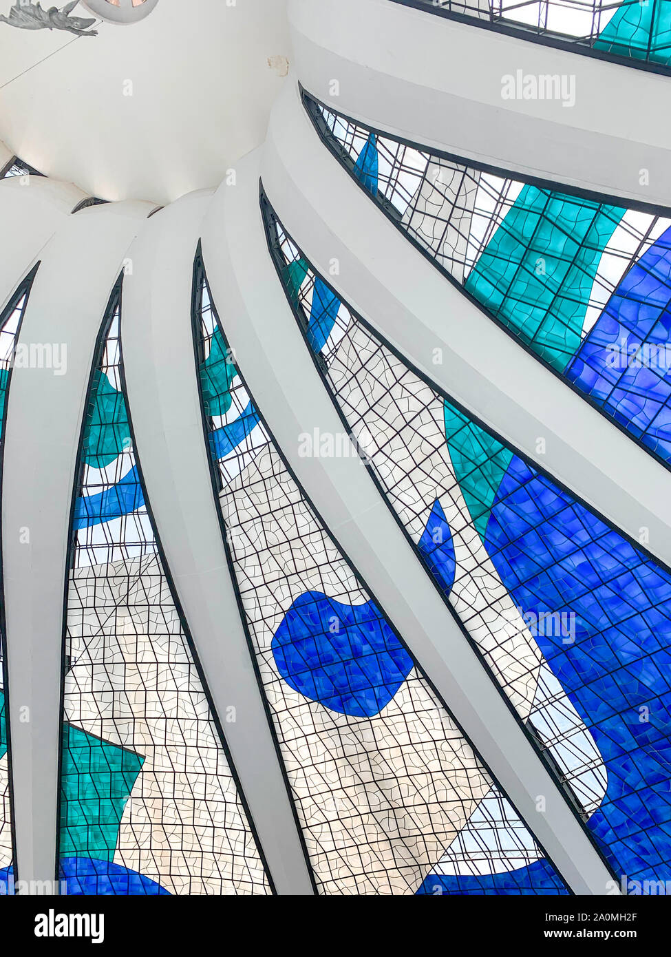 Inside view of the ceiling of The Cathedral of Brasilia designed by ...