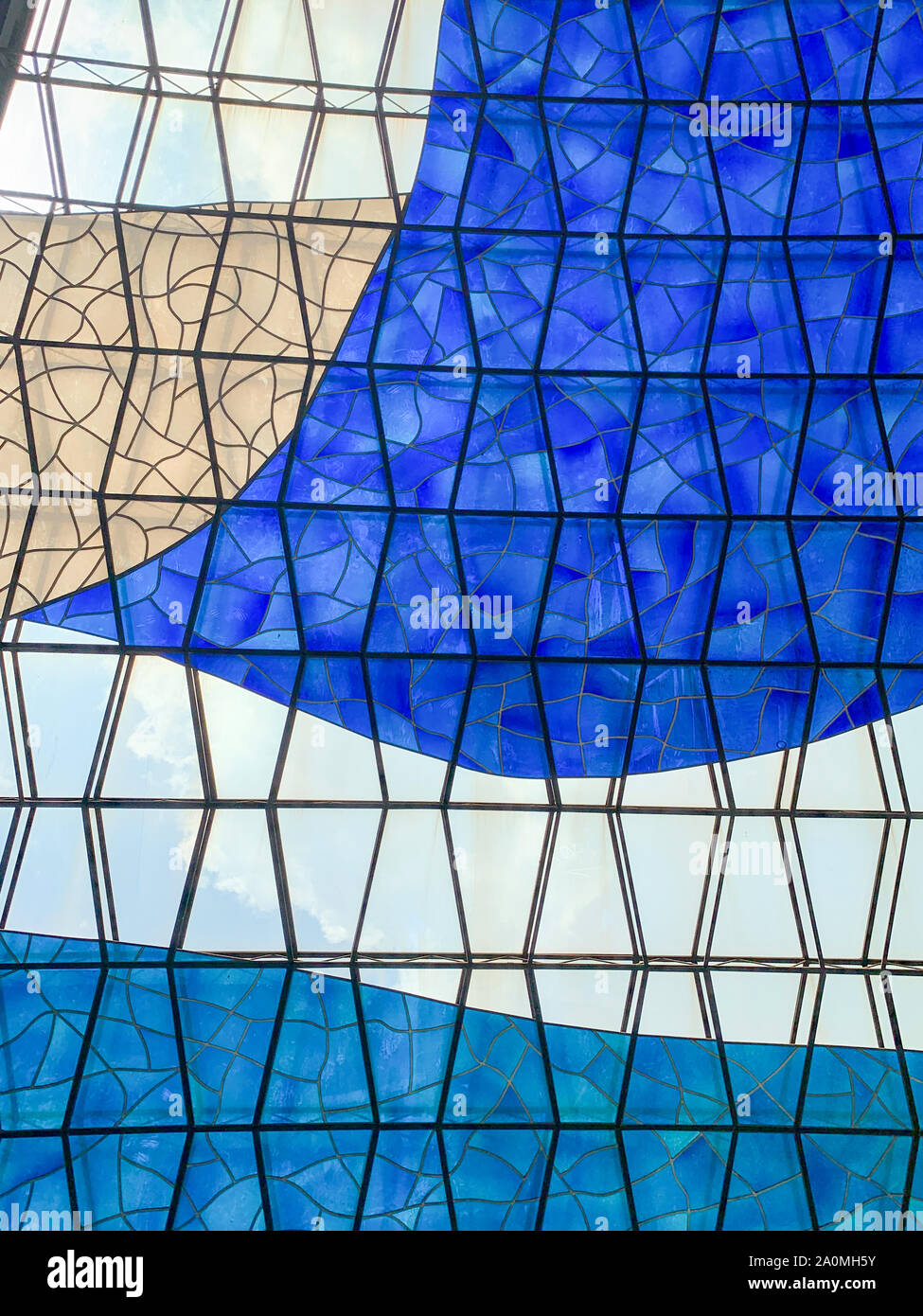 Inside view of the ceiling of The Cathedral of Brasilia designed by ...