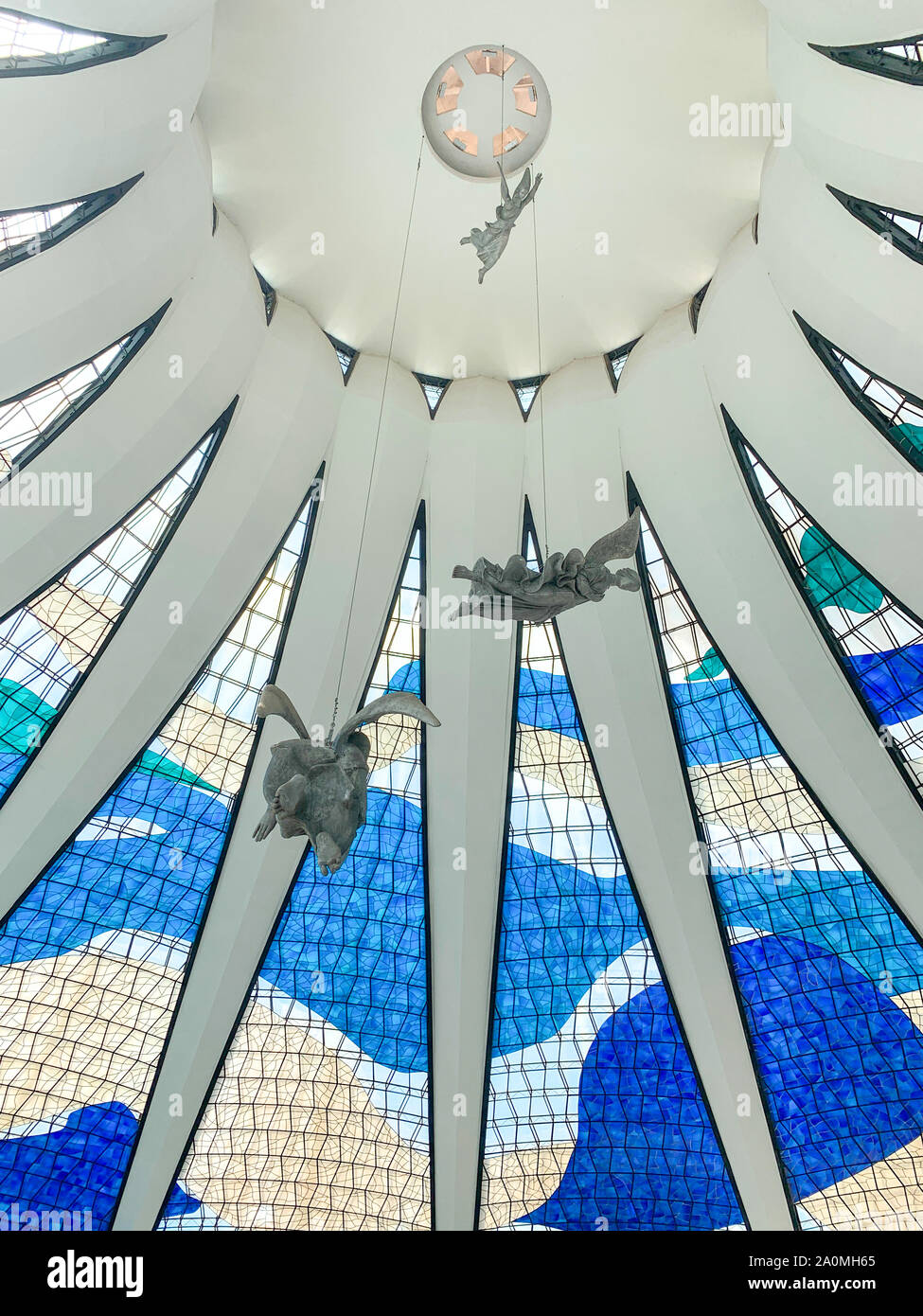 Inside view of the ceiling of The Cathedral of Brasilia designed by ...