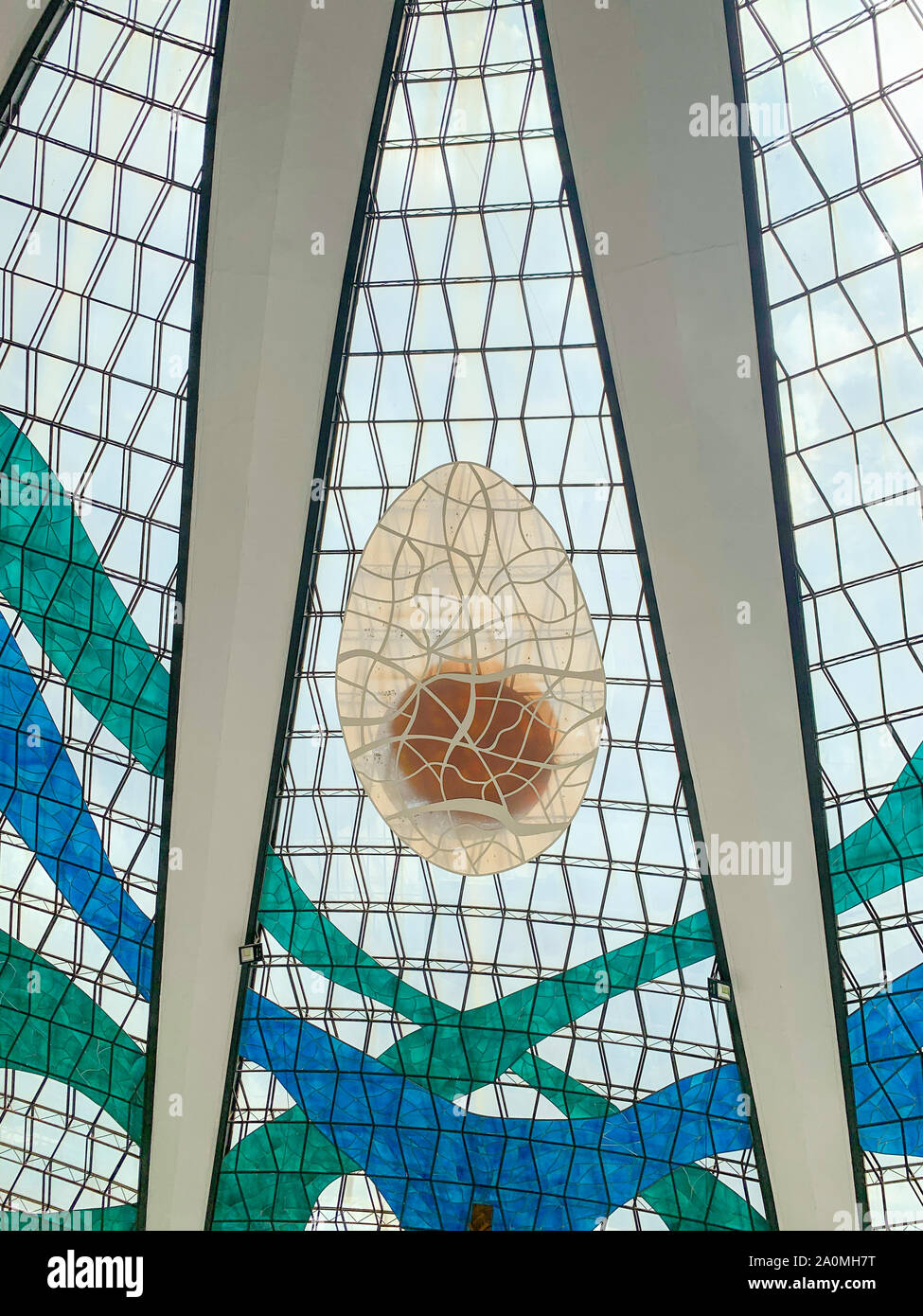 Inside view of the ceiling of The Cathedral of Brasilia designed by ...