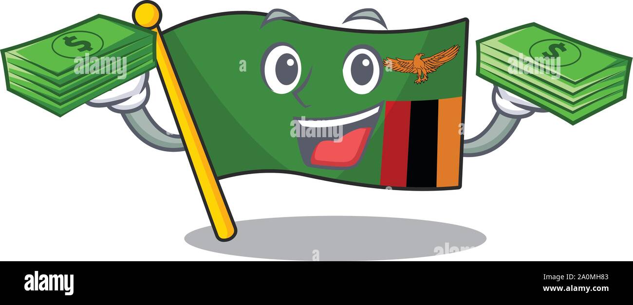 With money bag flag zambia cartoon hoisted in pole Stock Vector Image ...