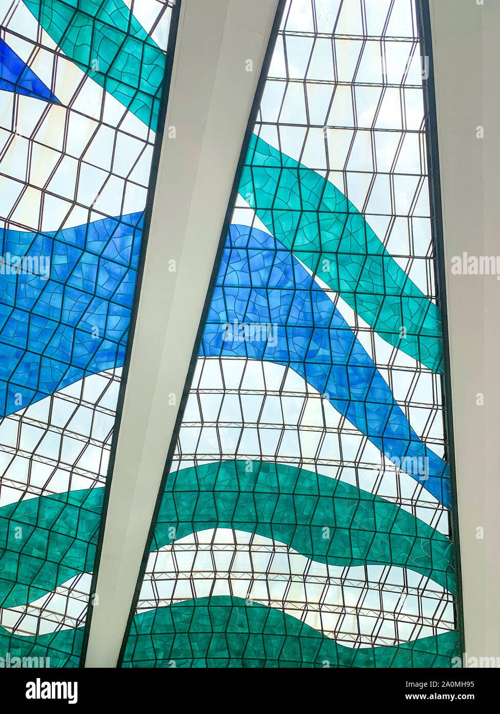 Inside view of the ceiling of The Cathedral of Brasilia designed by ...