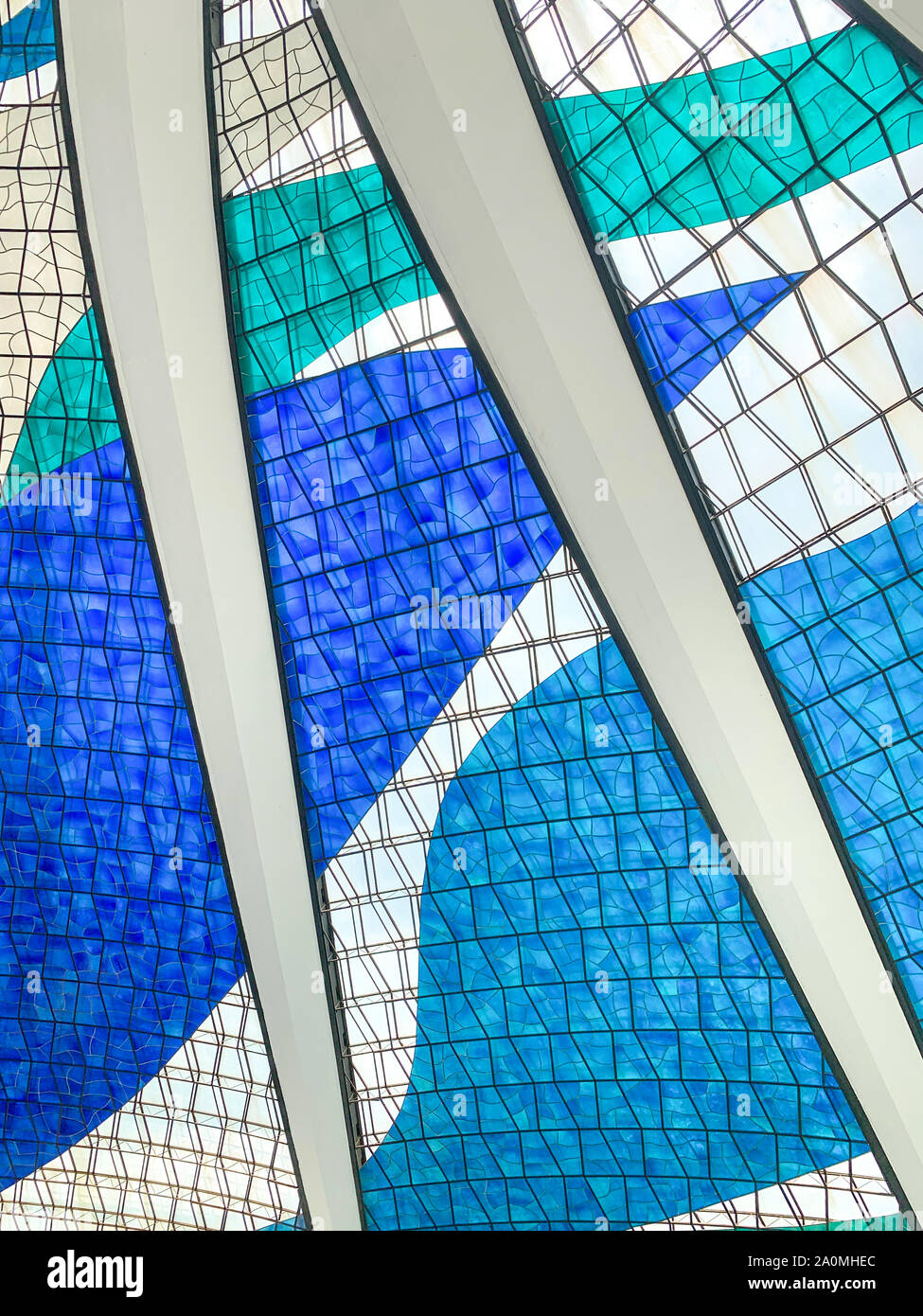 Inside view of the ceiling of The Cathedral of Brasilia designed by ...