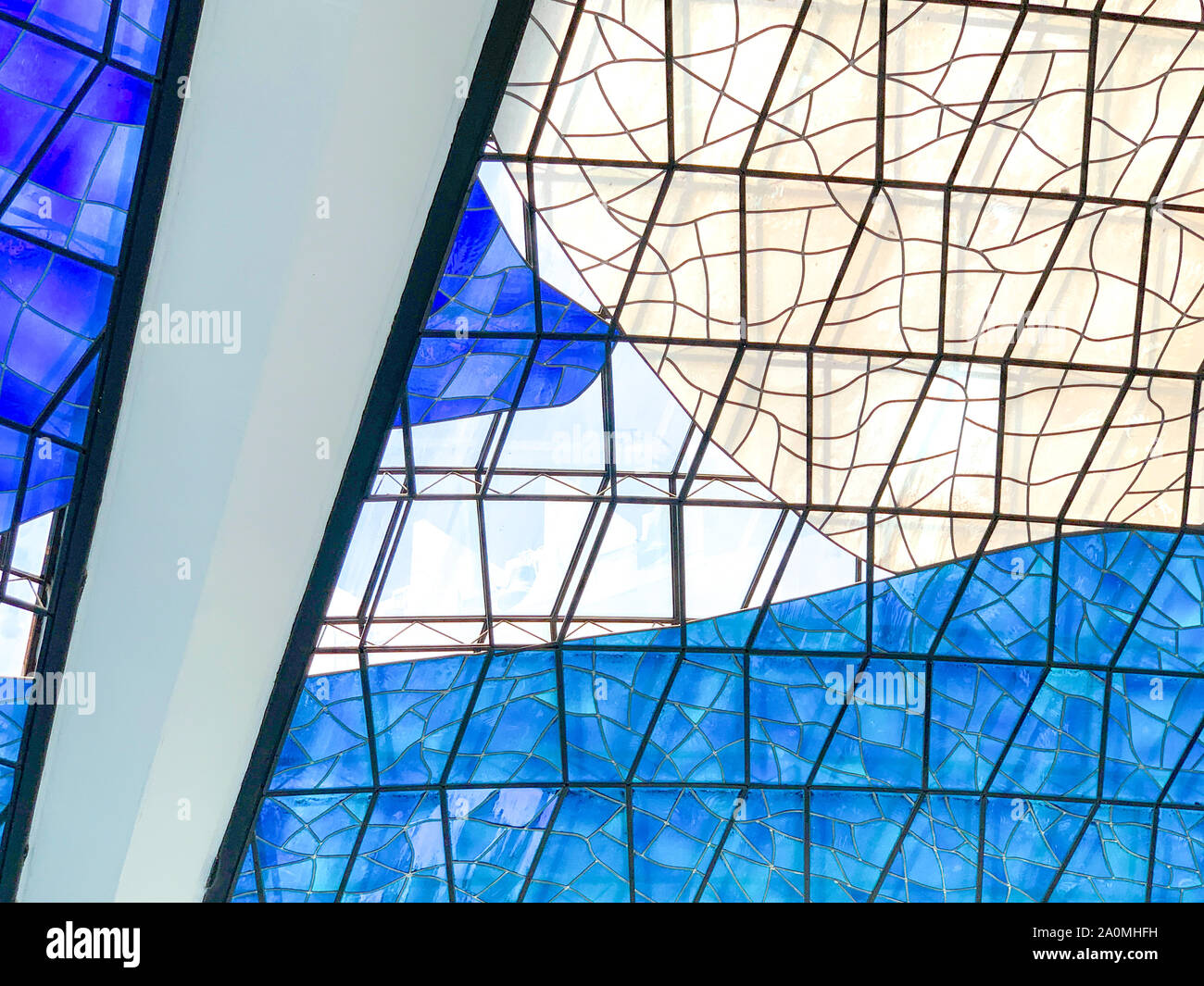 Inside view of the ceiling of The Cathedral of Brasilia designed by ...