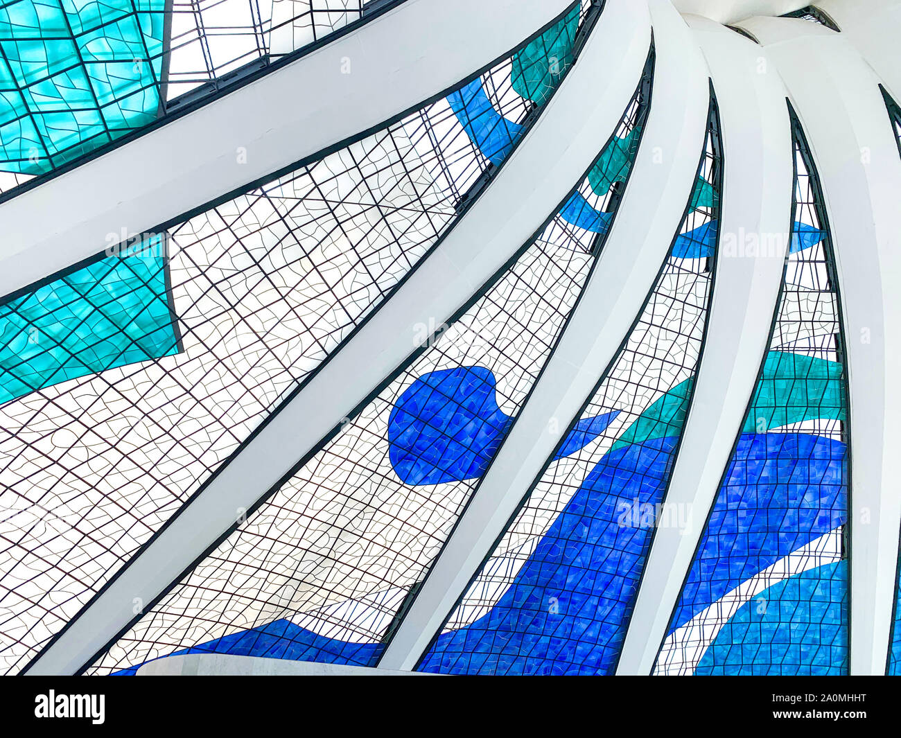 Inside view of the ceiling of The Cathedral of Brasilia designed by ...