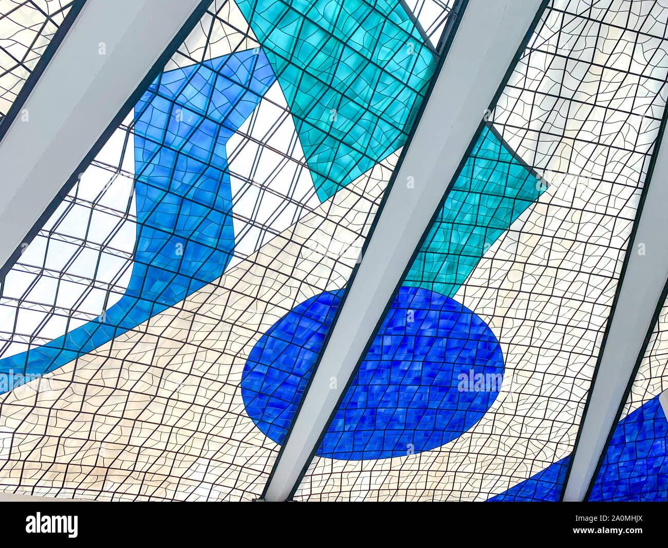 Inside view of the ceiling of The Cathedral of Brasilia designed by ...