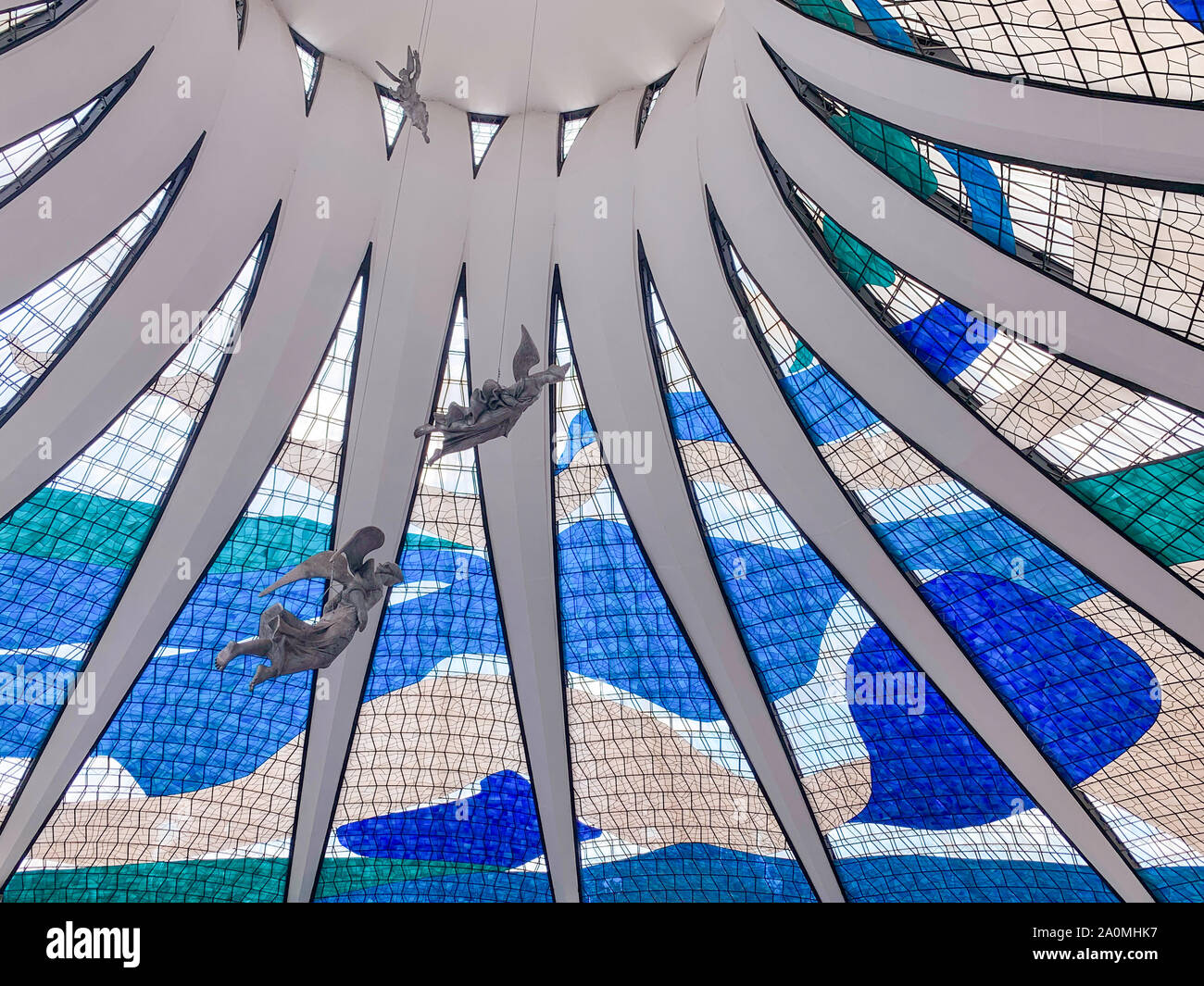 Inside view of the ceiling of The Cathedral of Brasilia designed by ...