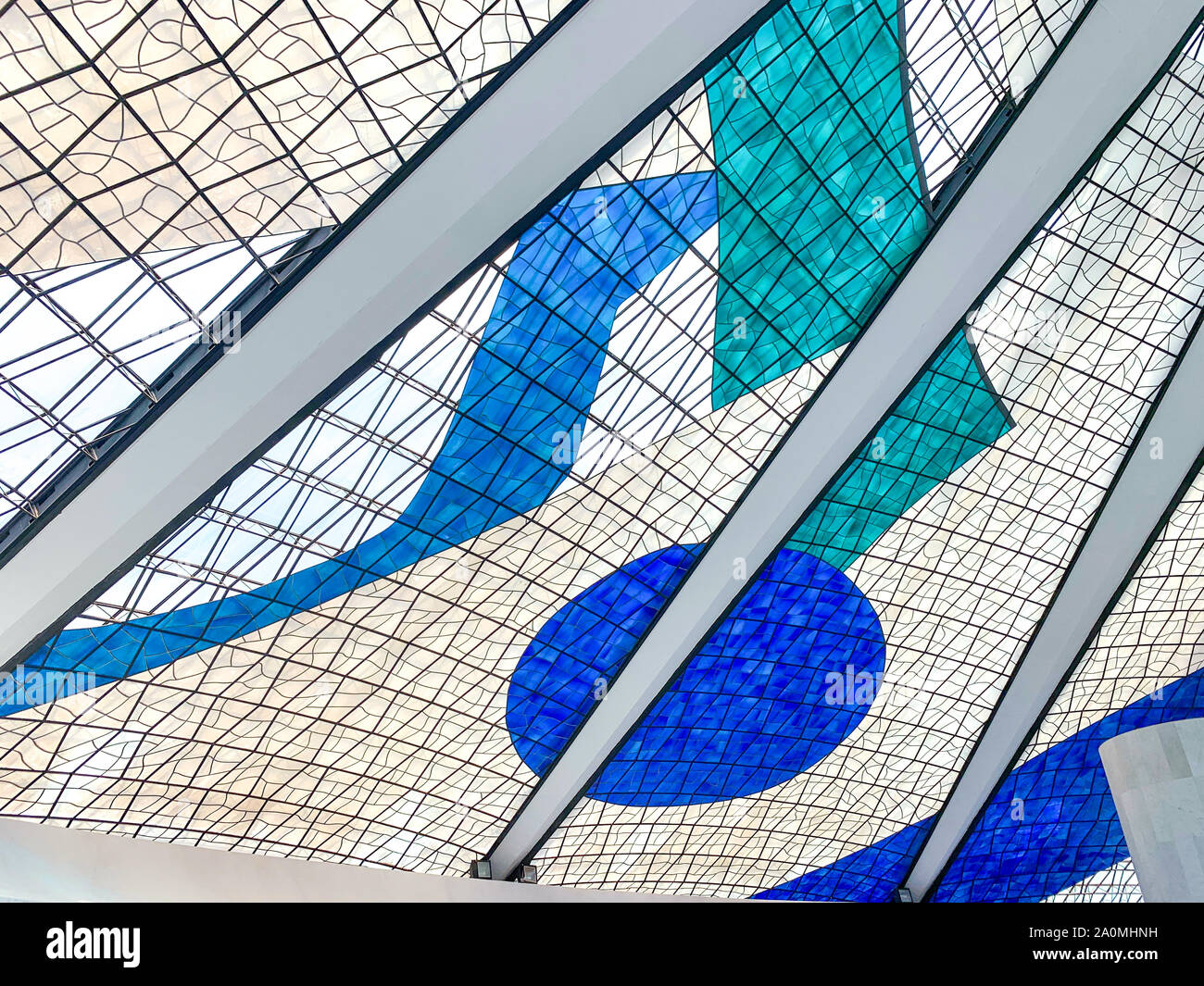 Inside view of the ceiling of The Cathedral of Brasilia designed by ...