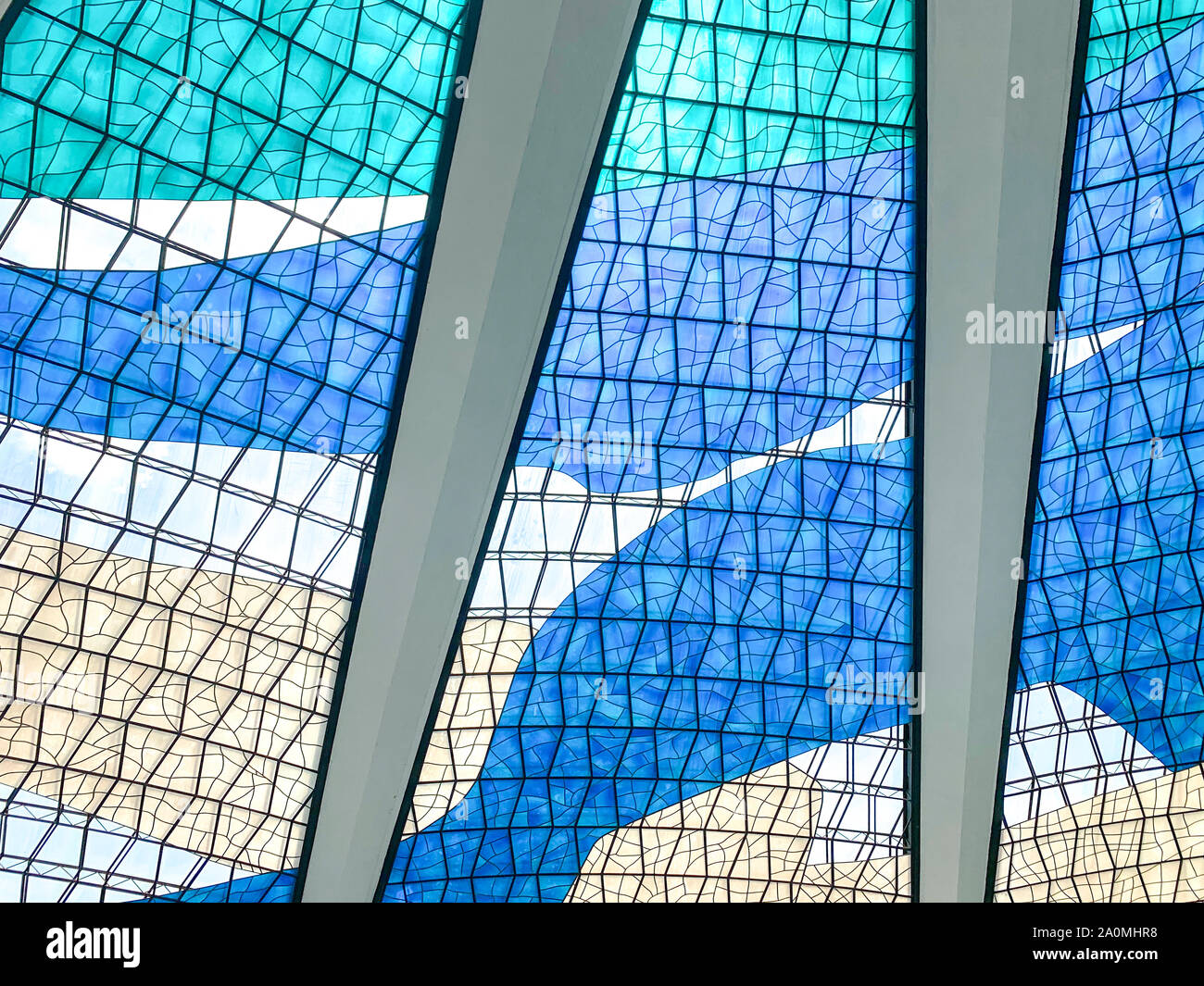 Inside view of the ceiling of The Cathedral of Brasilia designed by ...