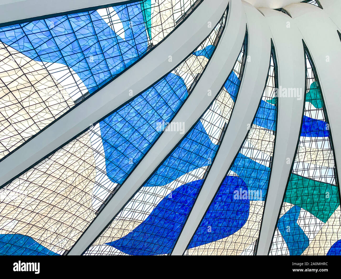 Inside view of the ceiling of The Cathedral of Brasilia designed by ...