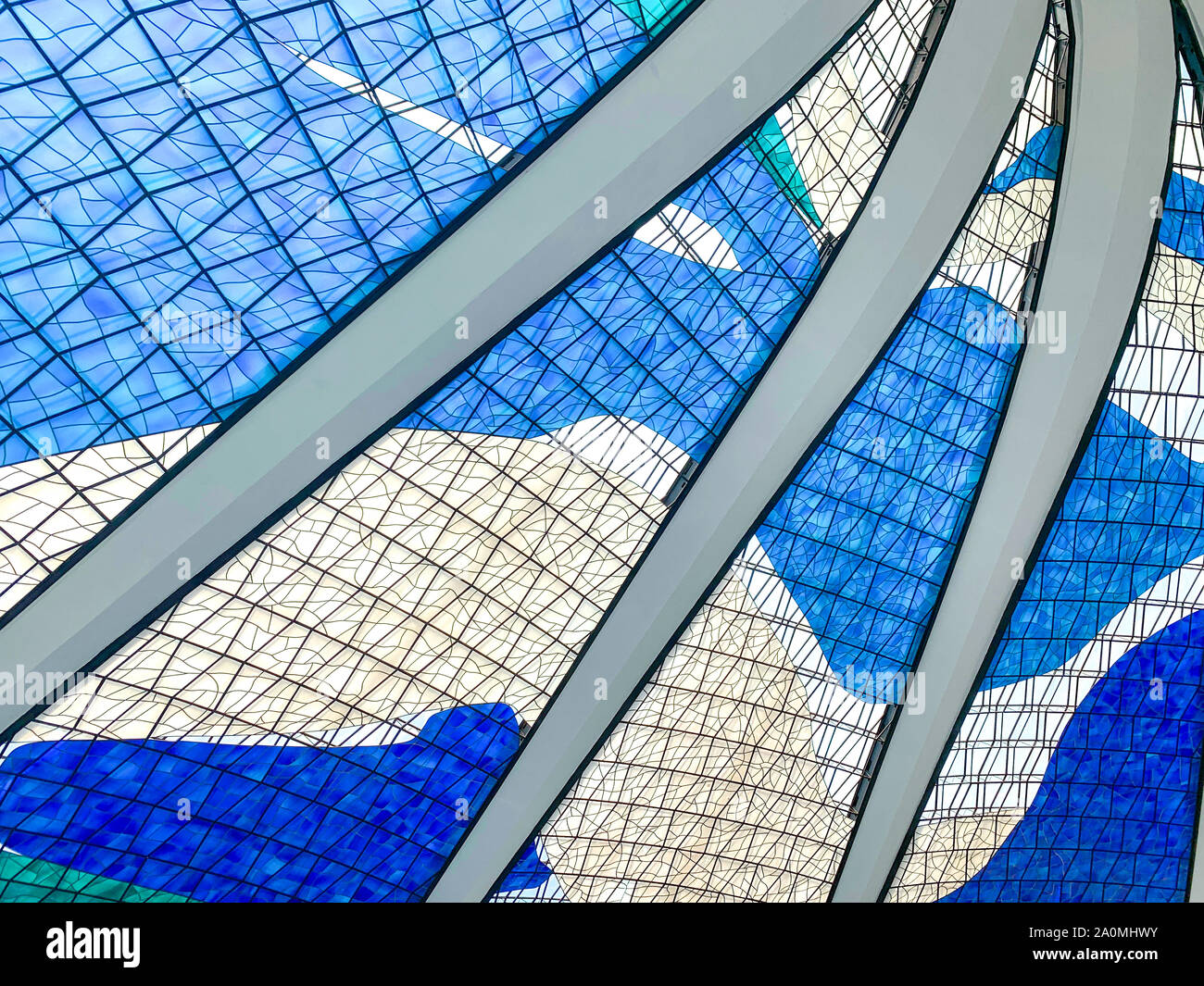 Inside view of the ceiling of The Cathedral of Brasilia designed by ...