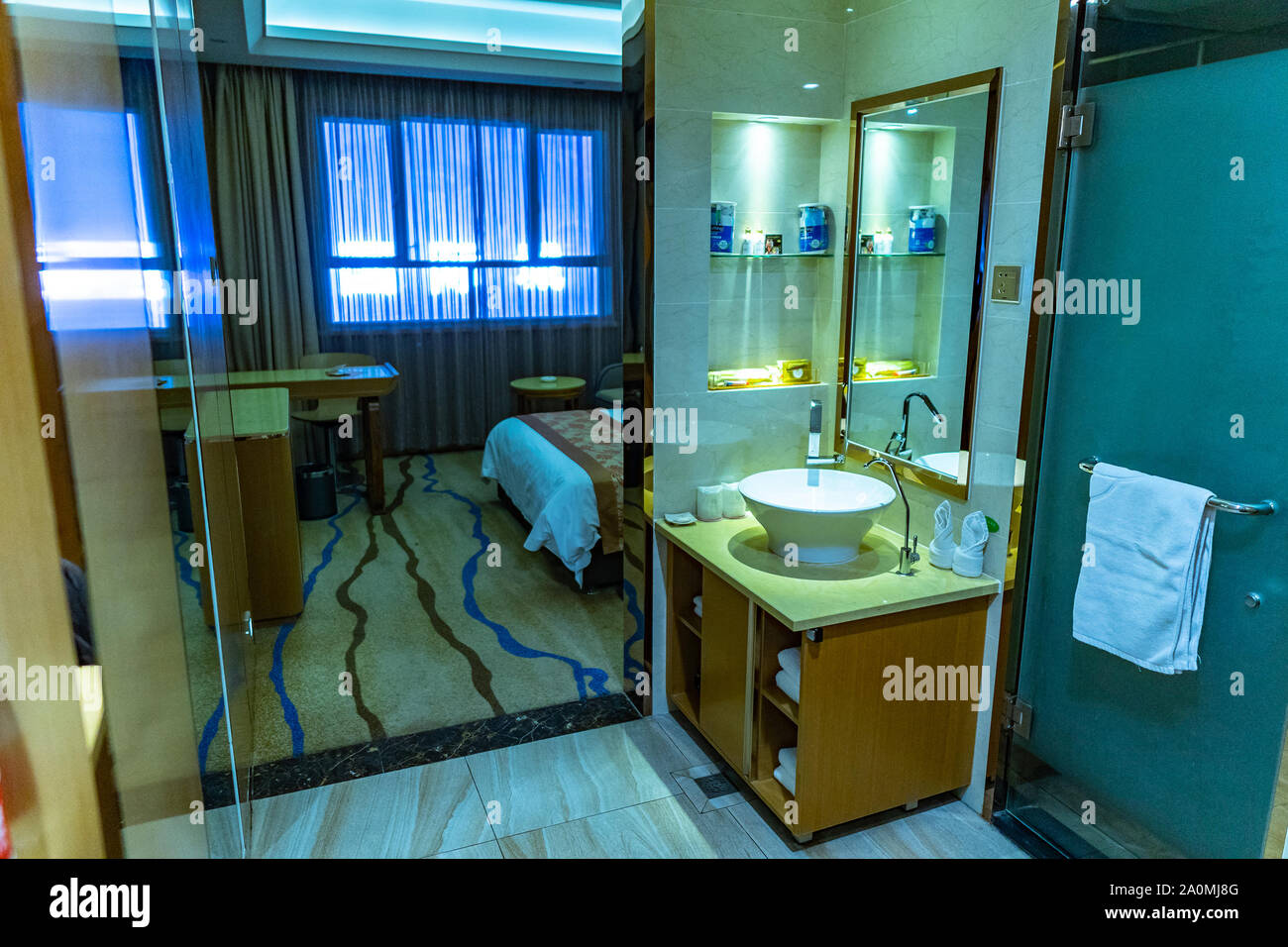 Hotel Room Suite View of Sleeping Chamber from Antechamber with ...