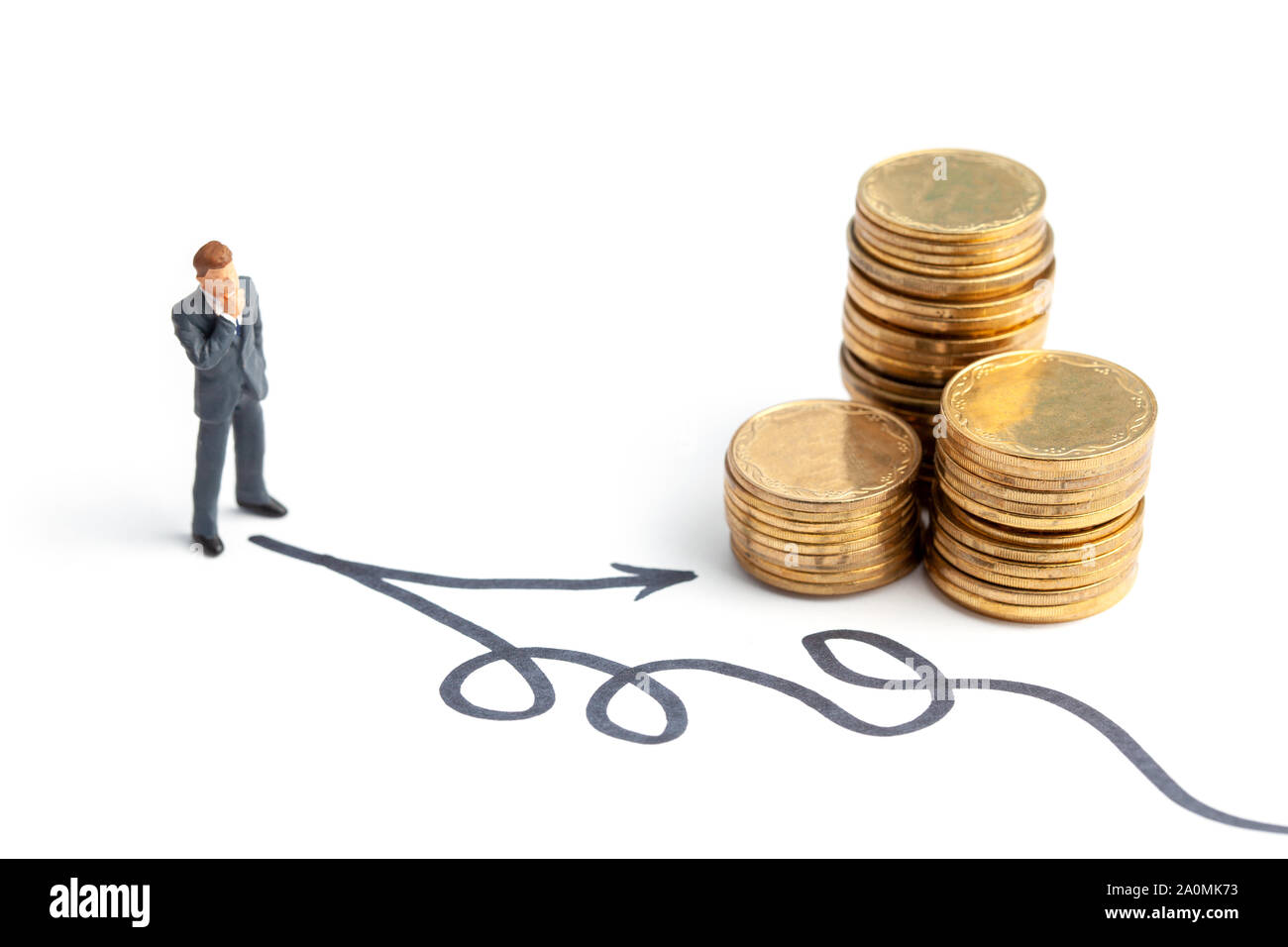 Businessman chooses the right path to big money. Different ways to ...