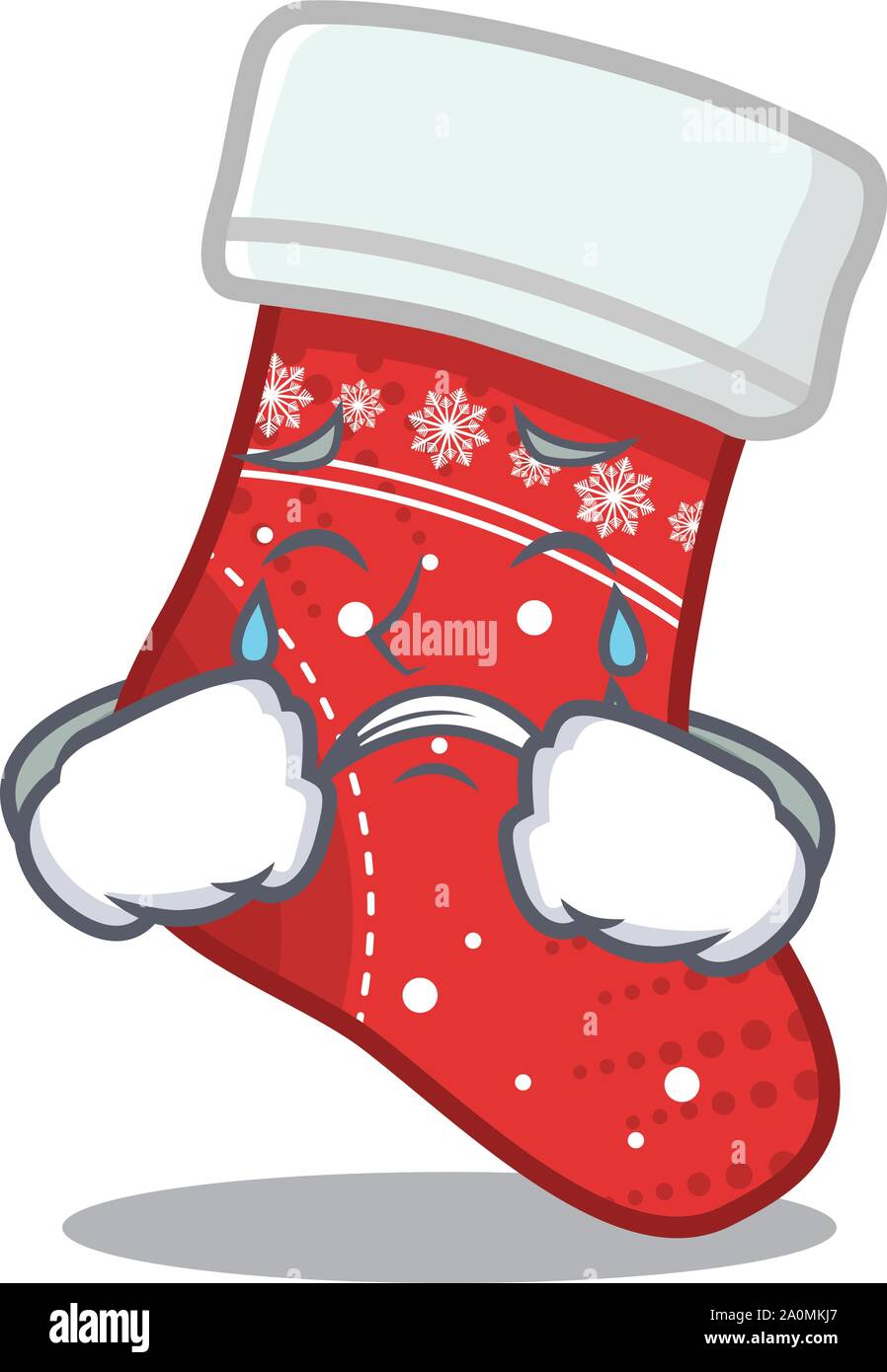 Crying christmas stocking character shaped in cartoon Stock Vector ...