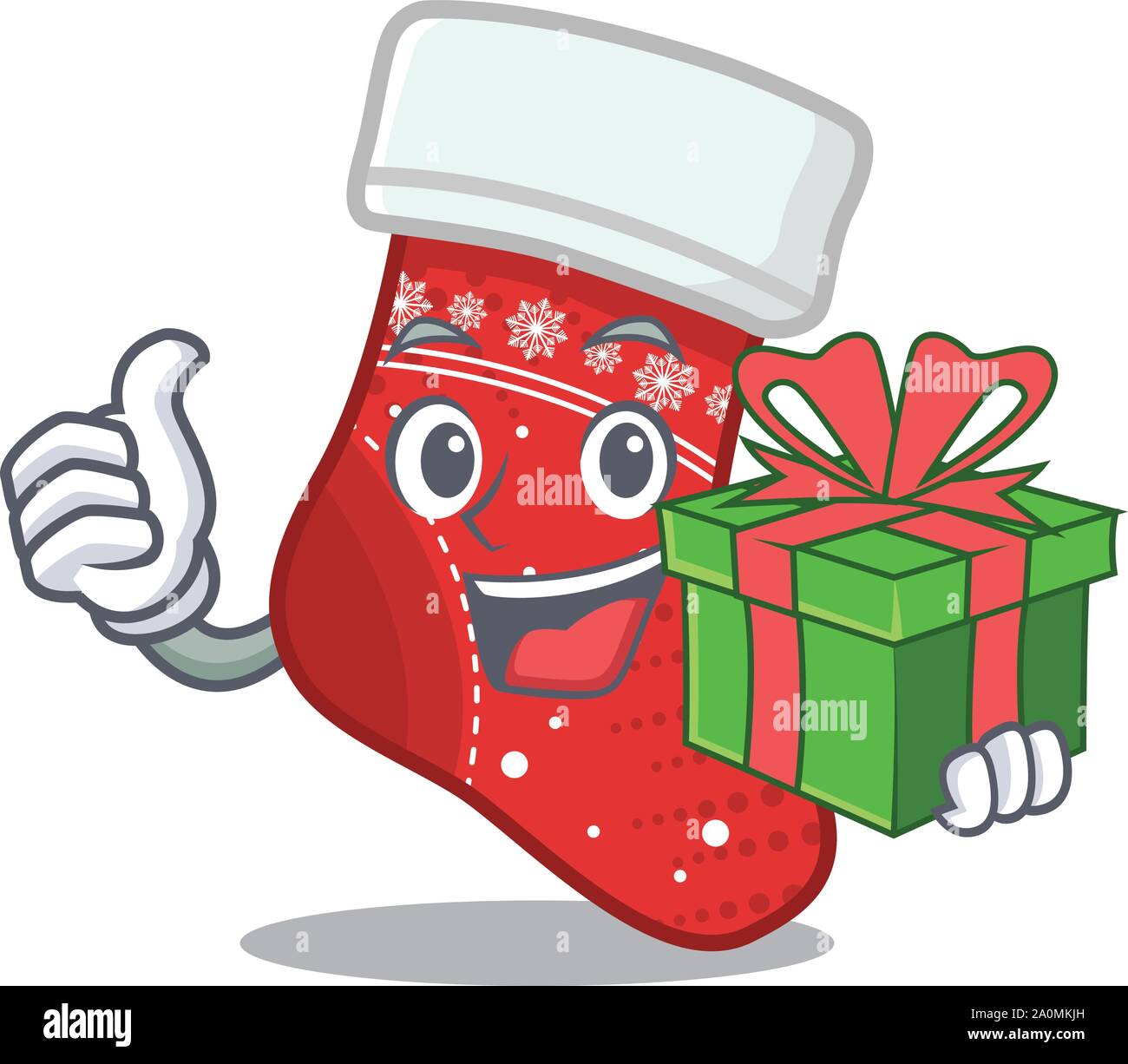 With gift christmas stocking character shaped in cartoon Stock Vector ...