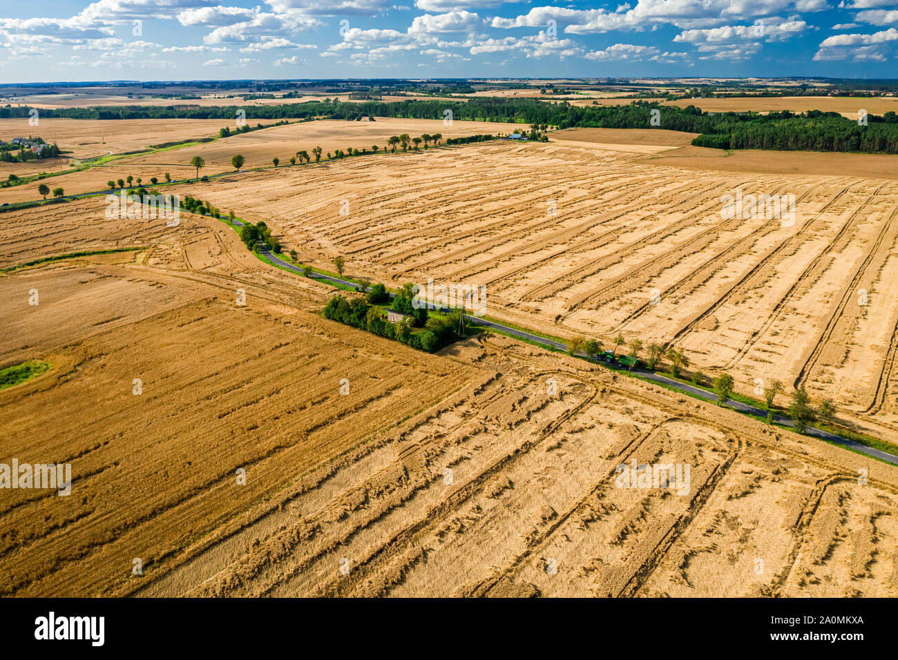 Aerial view of terrible field damaged by storm in summer Stock Photo ...
