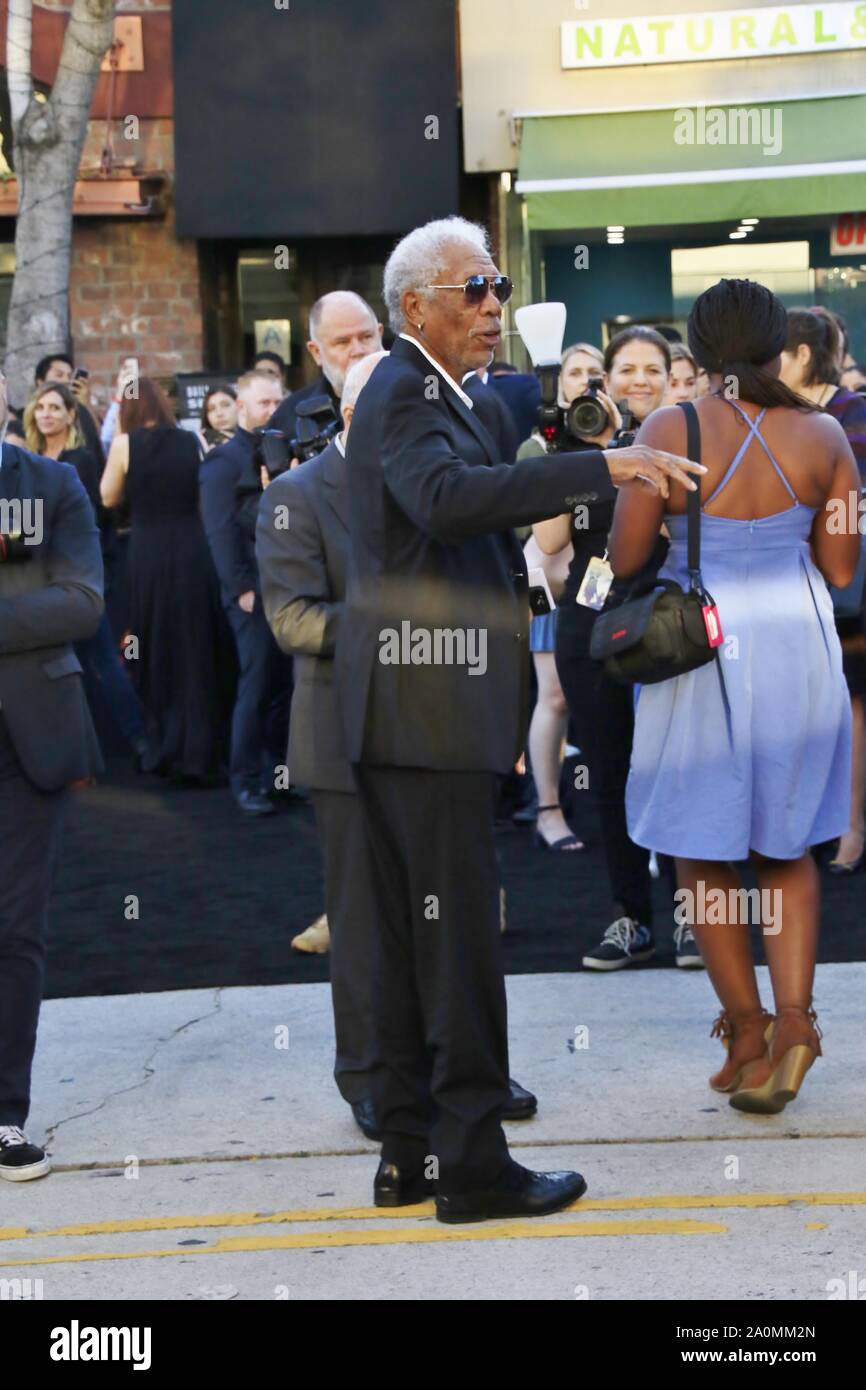 Morgan Freeman and Piper Perabo arrive to the black carpet for the ...