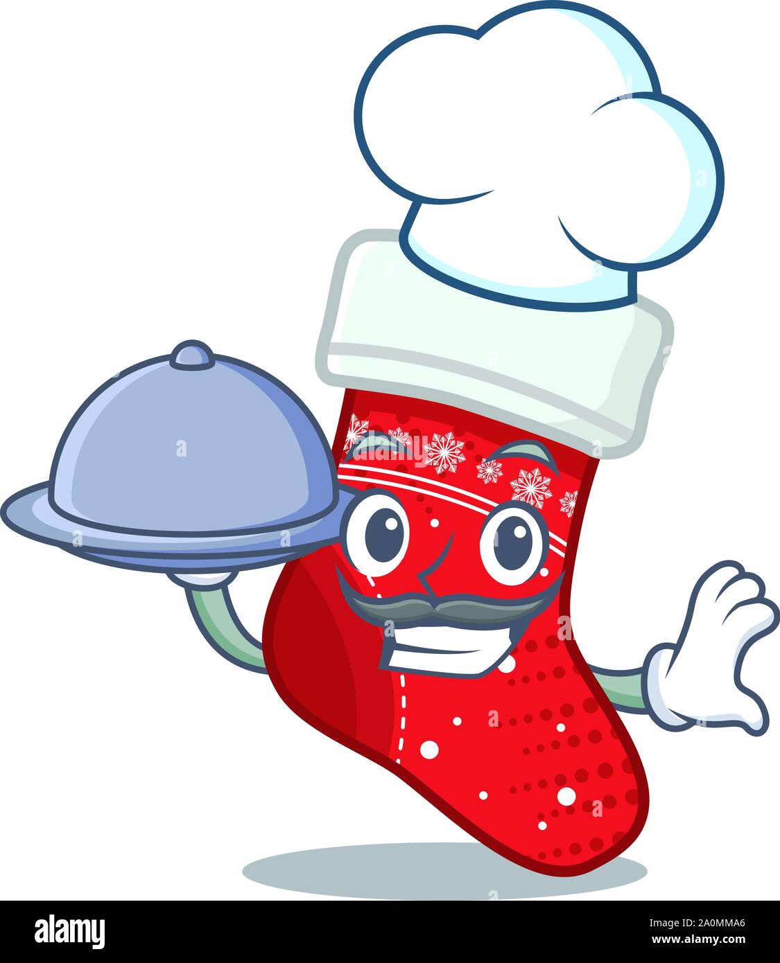 Chef with food christmas stocking character shaped in cartoon Stock ...
