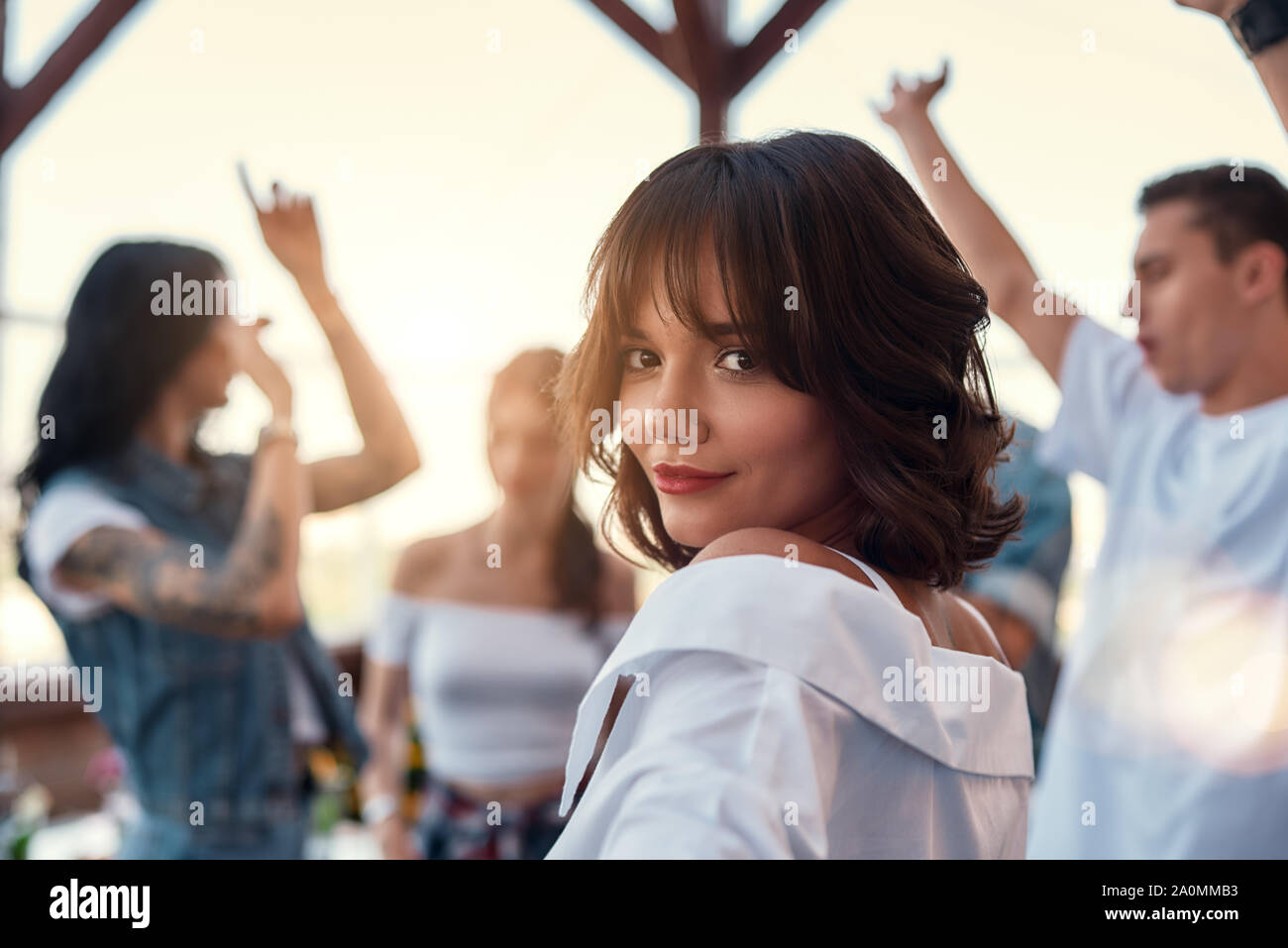 Beautiful people on rooftop bar hi-res stock photography and images - Alamy
