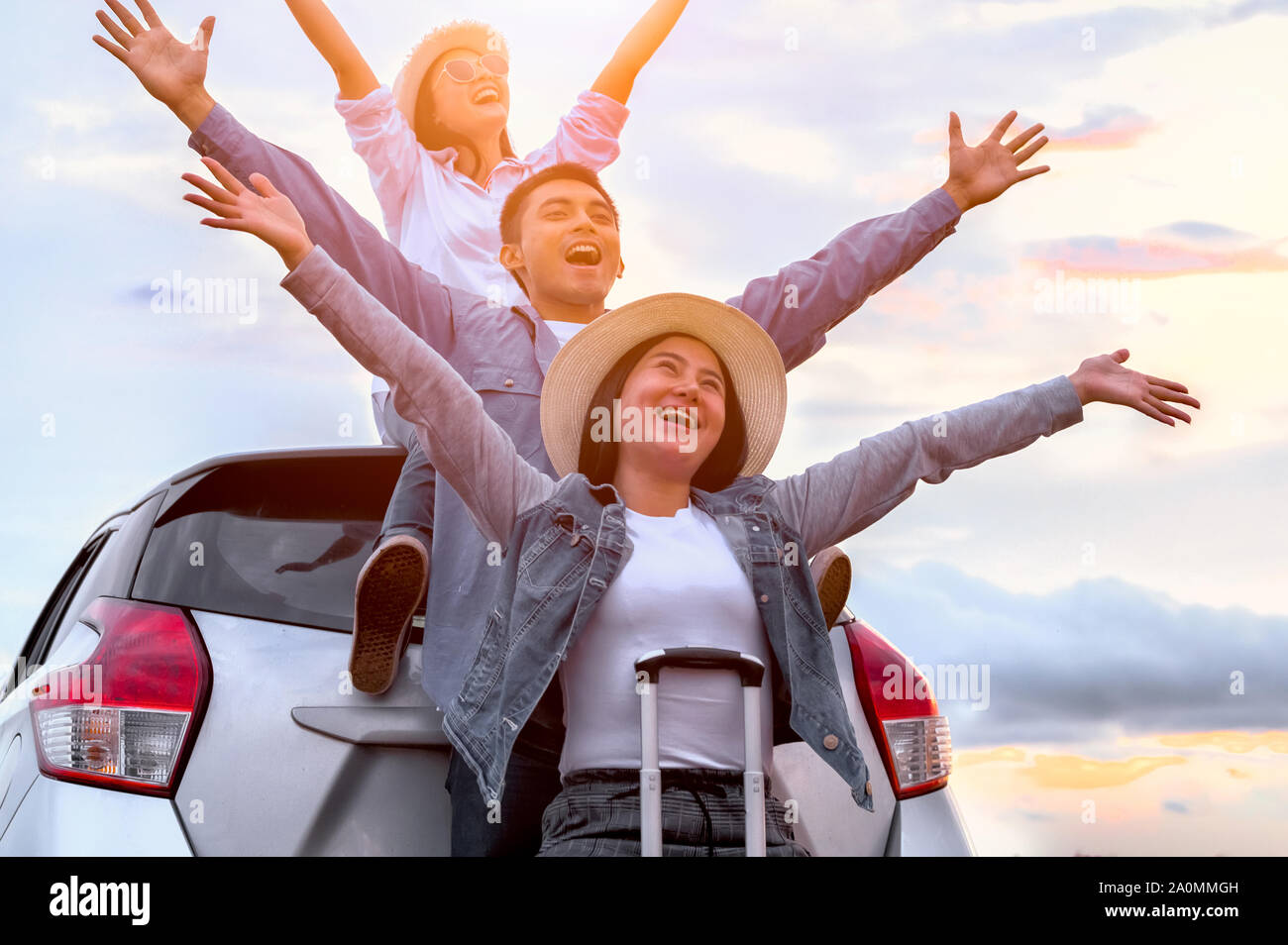 Trunk group portrait with car hi-res stock photography and images - Alamy