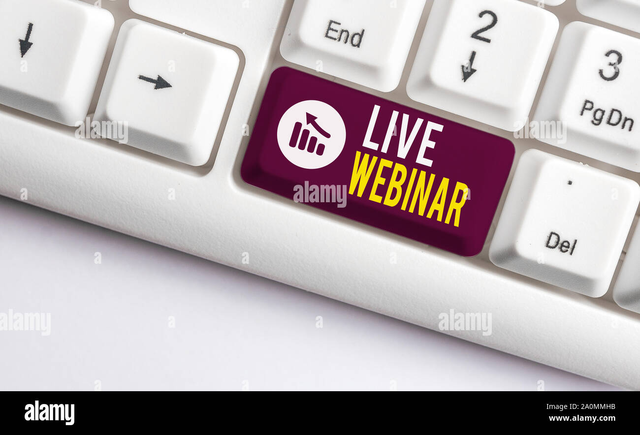 Writing note showing Live Webinar. Business concept for Interactive ...