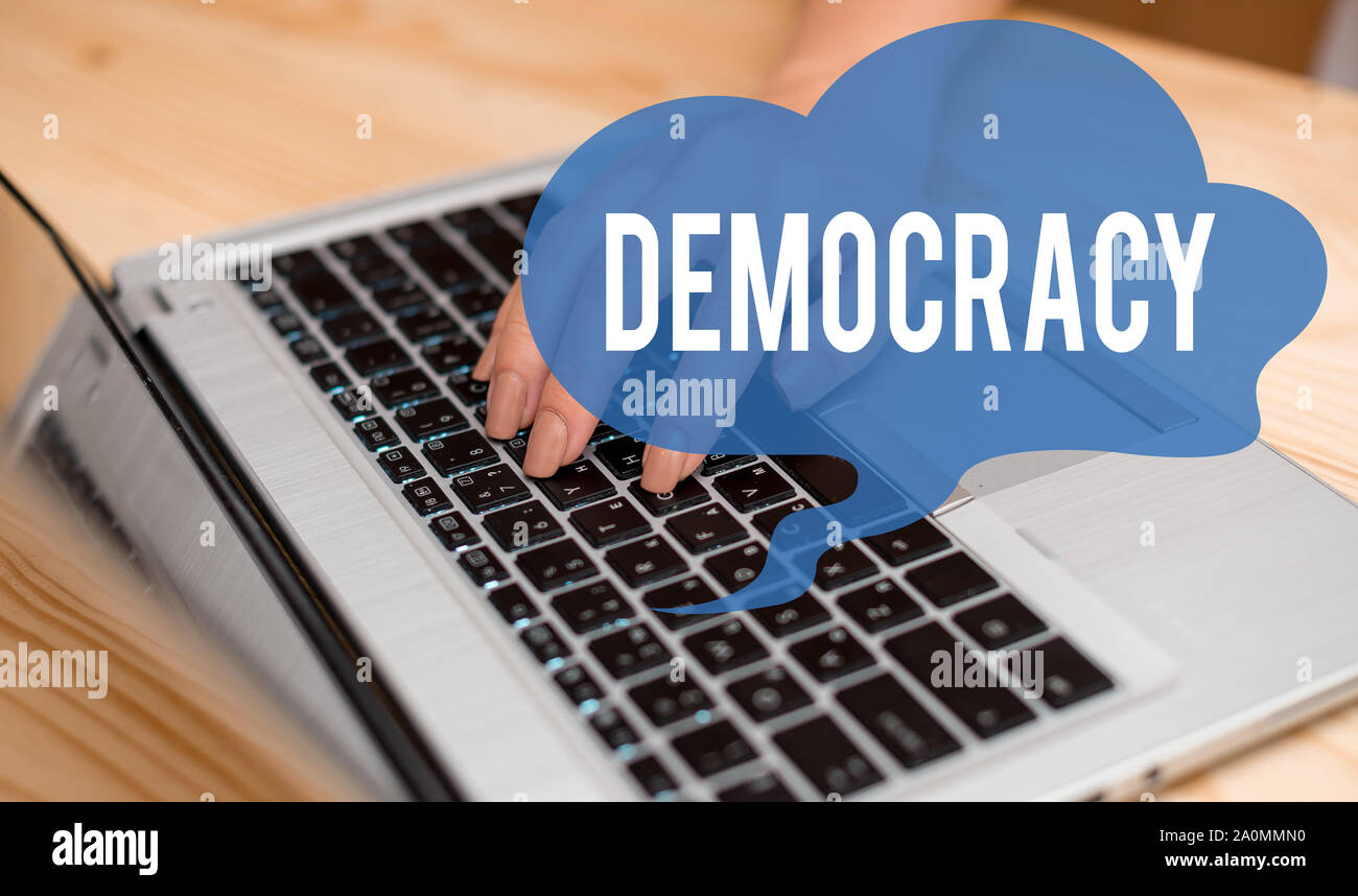 Conceptual hand writing showing Democracy. Concept meaning freedom of ...