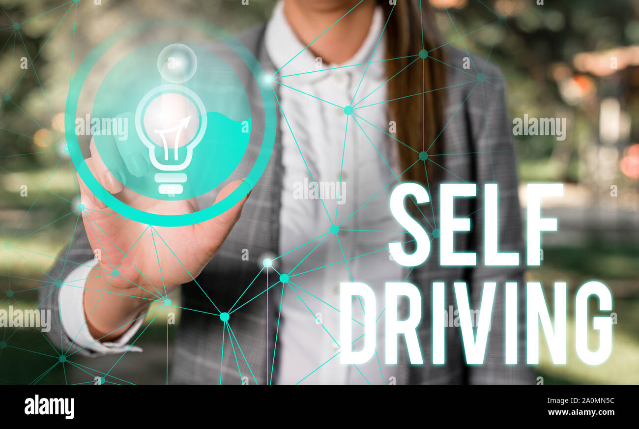 Handwriting Text Self Driving Conceptual Photo Autonomous Vehicle Ability To Navigate Without