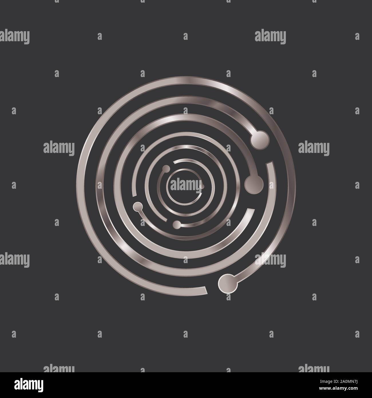 Silver Modern Connection Dots Logo design. Connected circle logo vector ...