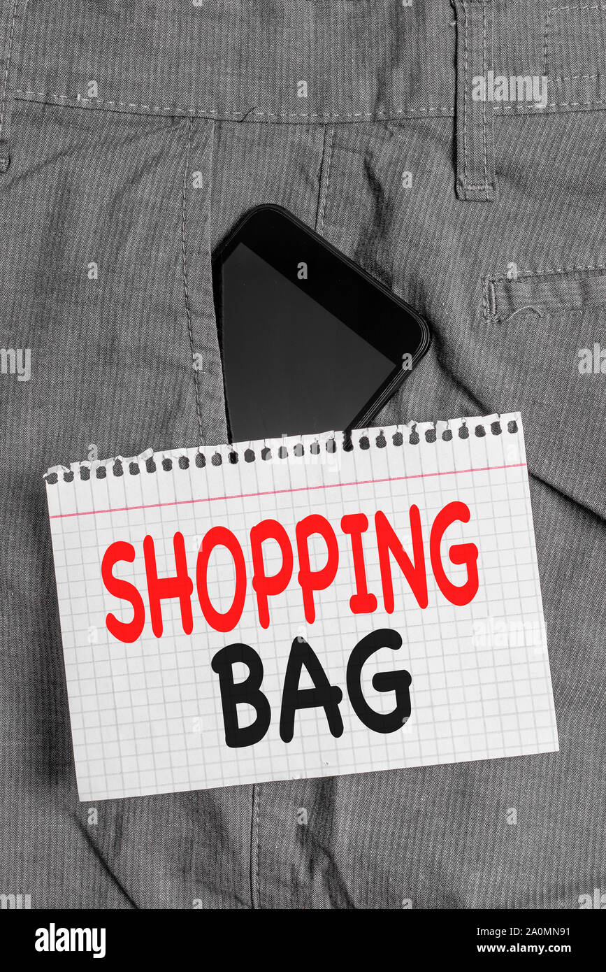 Handwriting text Shopping Bag. Conceptual photo Containers for carrying ...