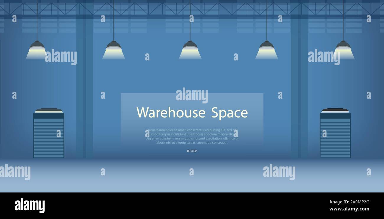 Warehouse interior banner with space vector illustration Stock Vector ...