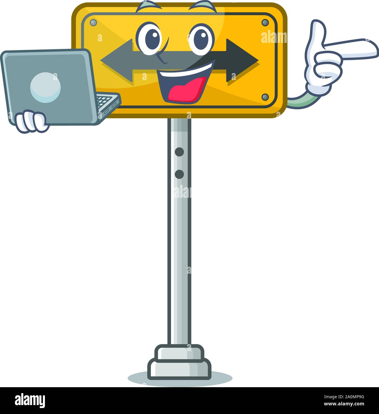 With laptop pass on either side isolated cartoon Stock Vector Image ...