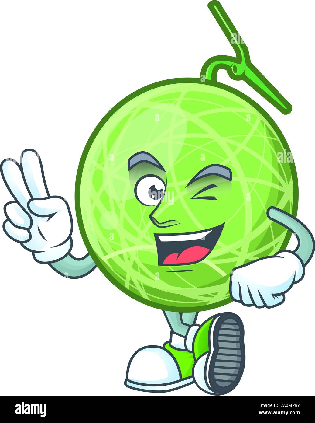 Two finger melon cartoon mascot on white background Stock Vector Image ...