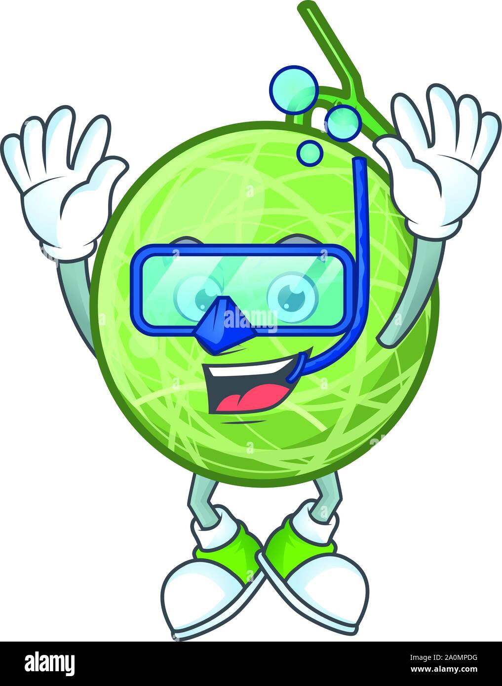 Diving melon cartoon mascot on white background Stock Vector Image ...