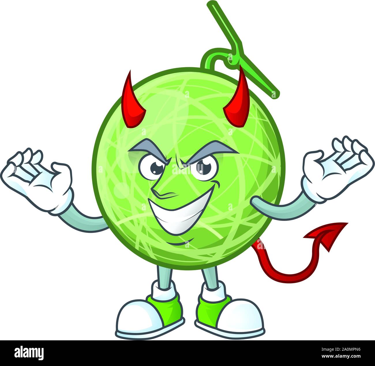 Devil fruit melon cartoon character with mascot vector illustration ...