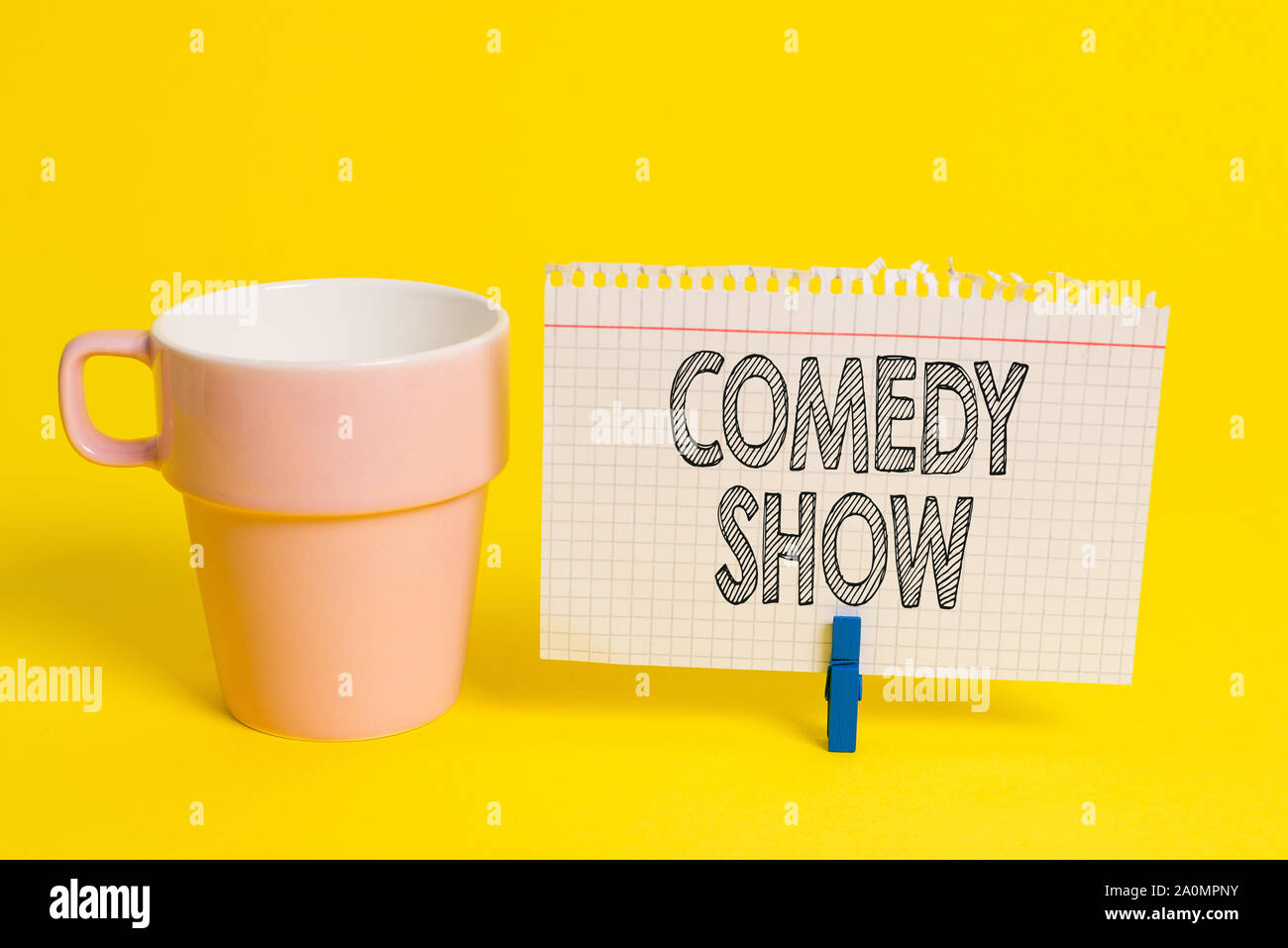 Writing note showing Comedy Show. Business concept for Funny program ...