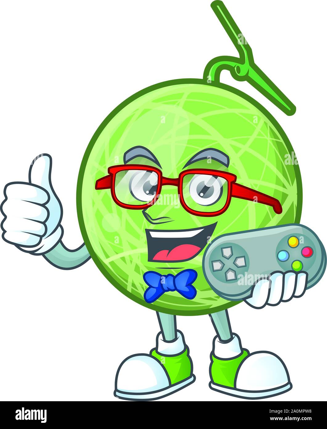 Gamer fruit melon cartoon character with mascot vector illustration ...