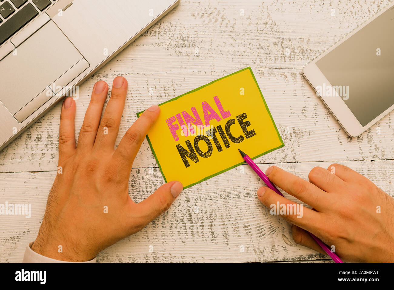Conceptual hand writing showing Final Notice. Concept meaning Formal ...