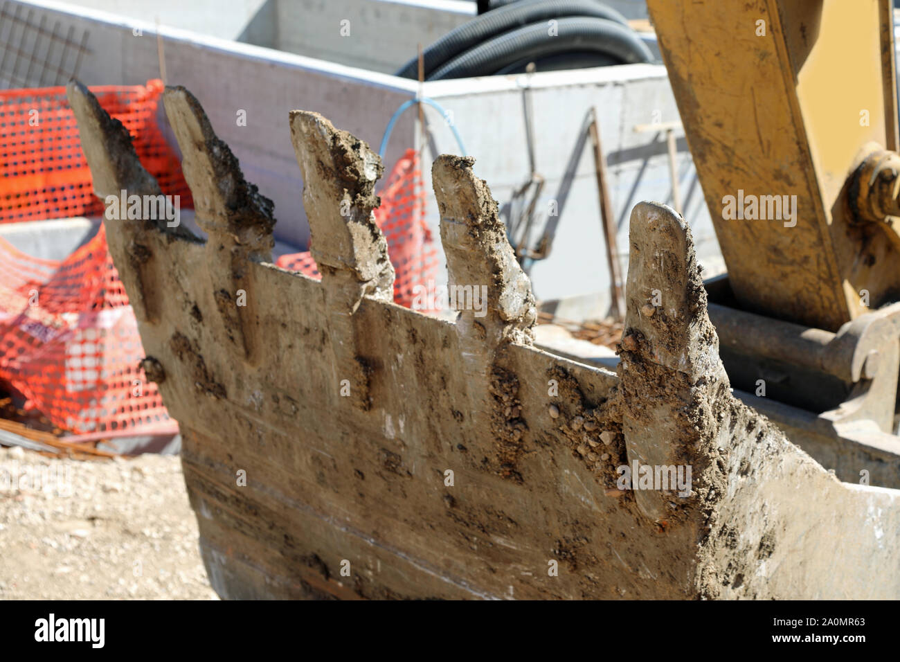 large bucket for handling excavation material at a construction site ...