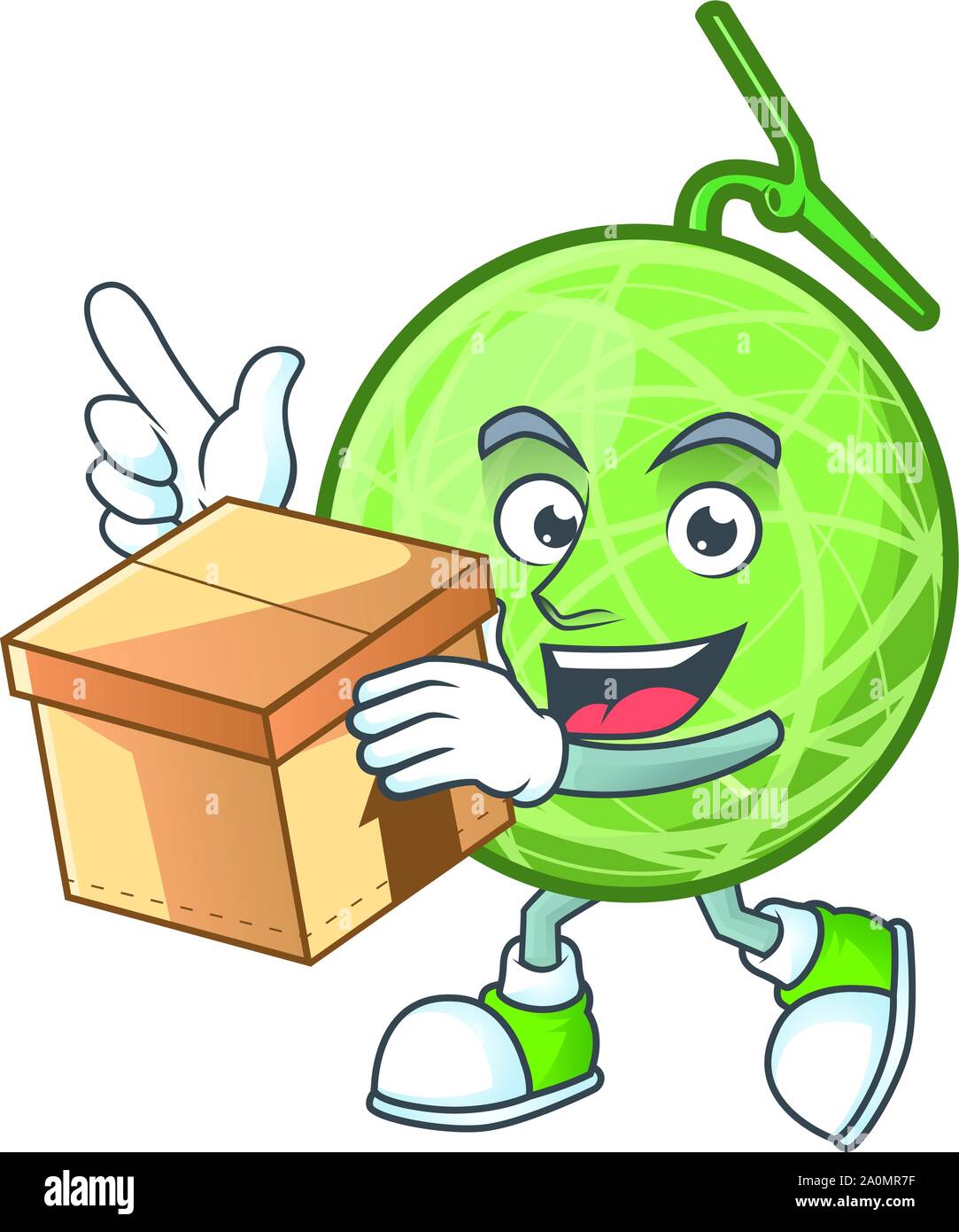 With box melon cartoon character on white background vector ...