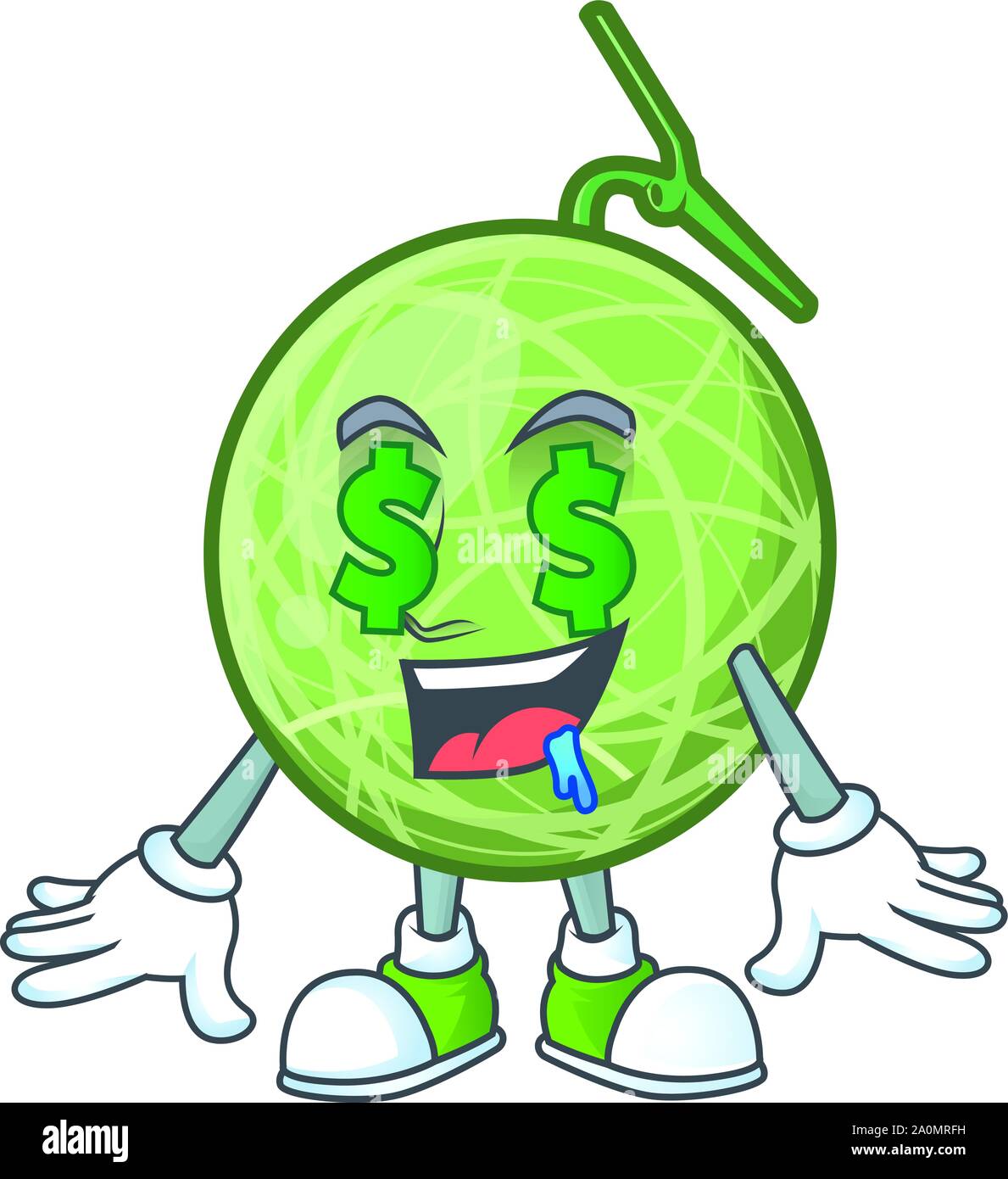 Money eye design melon cartoon character for fruit logo Stock Vector ...