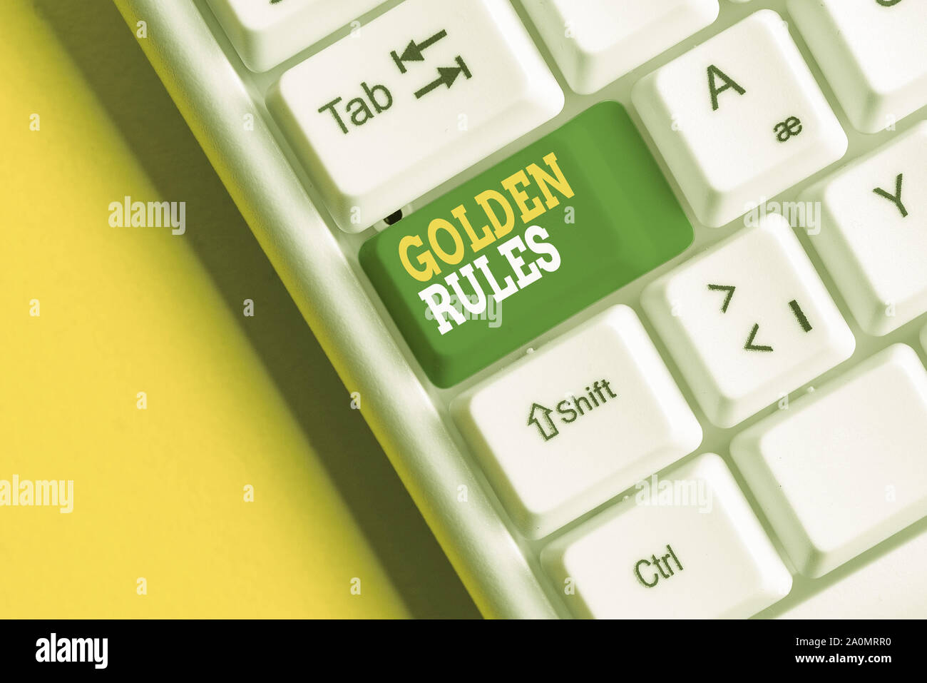 Conceptual hand writing showing Golden Rules. Concept meaning Basic principle that should be ...