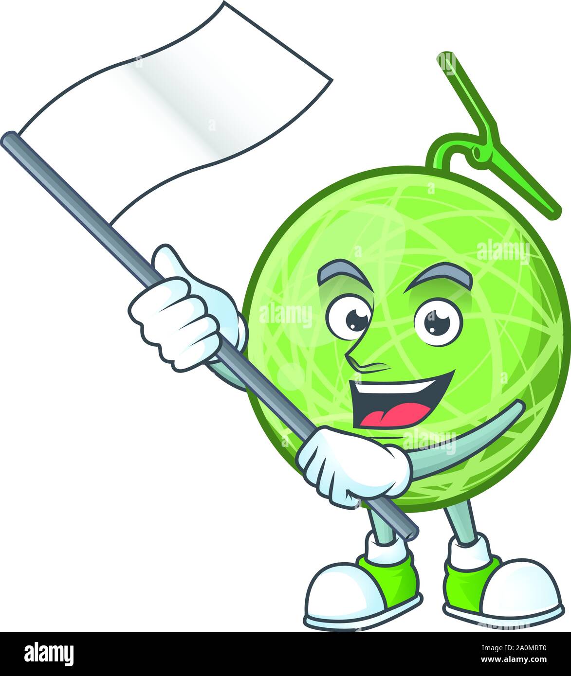 With flag design melon cartoon character for fruit logo Stock Vector ...