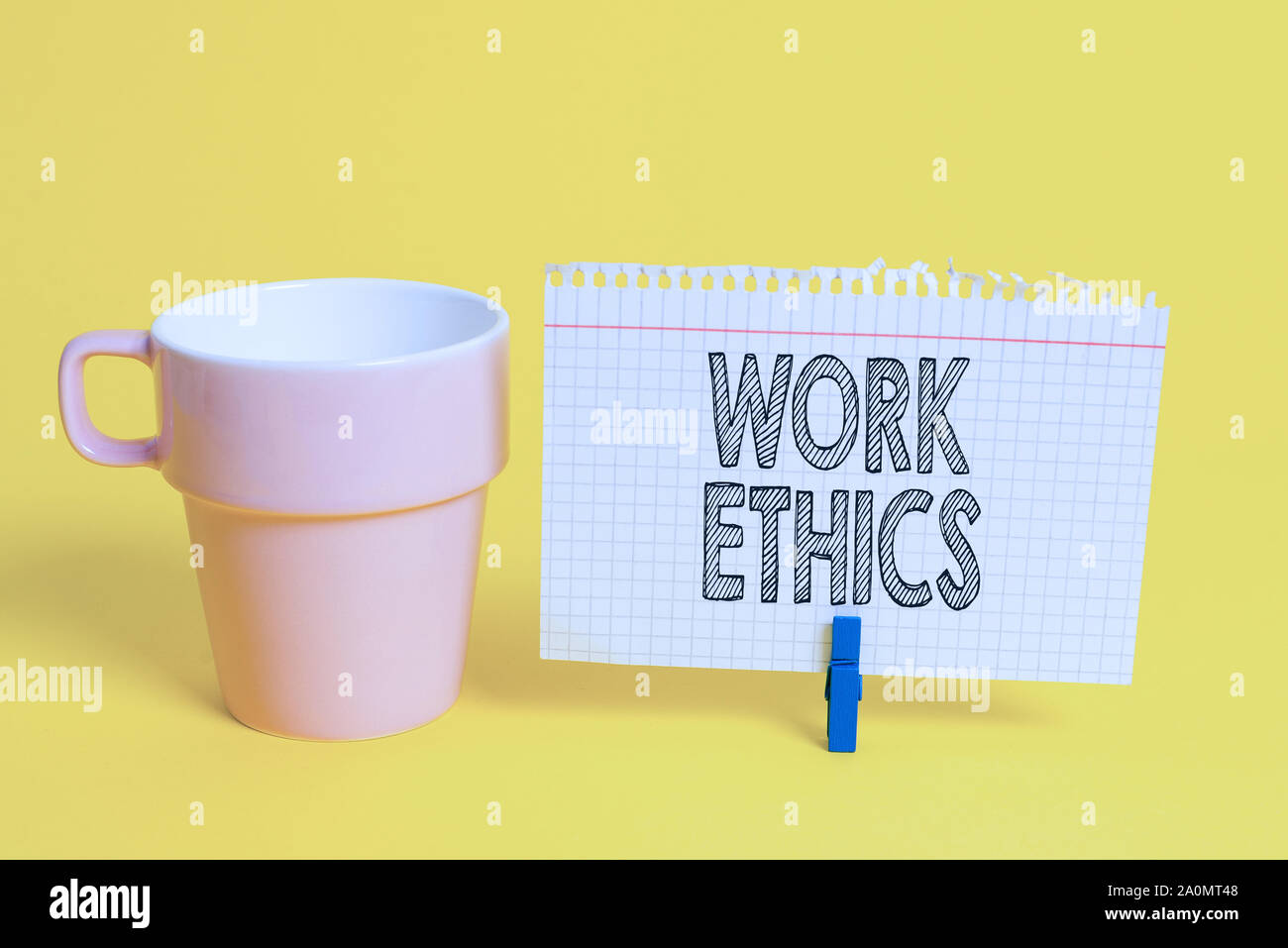 Writing note showing Work Ethics. Business concept for A set of values ...
