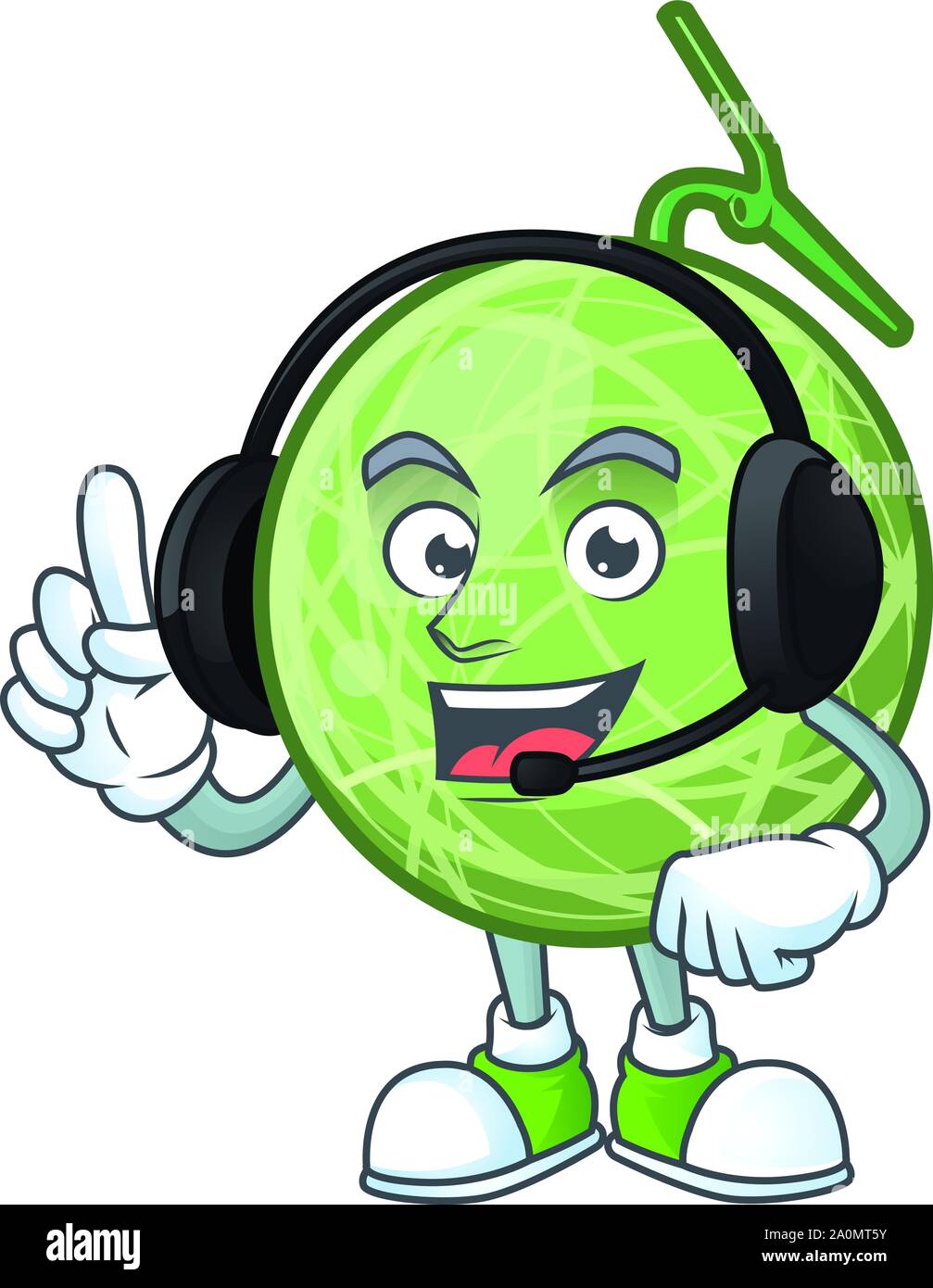 With headphone design melon cartoon character for fruit logo Stock ...